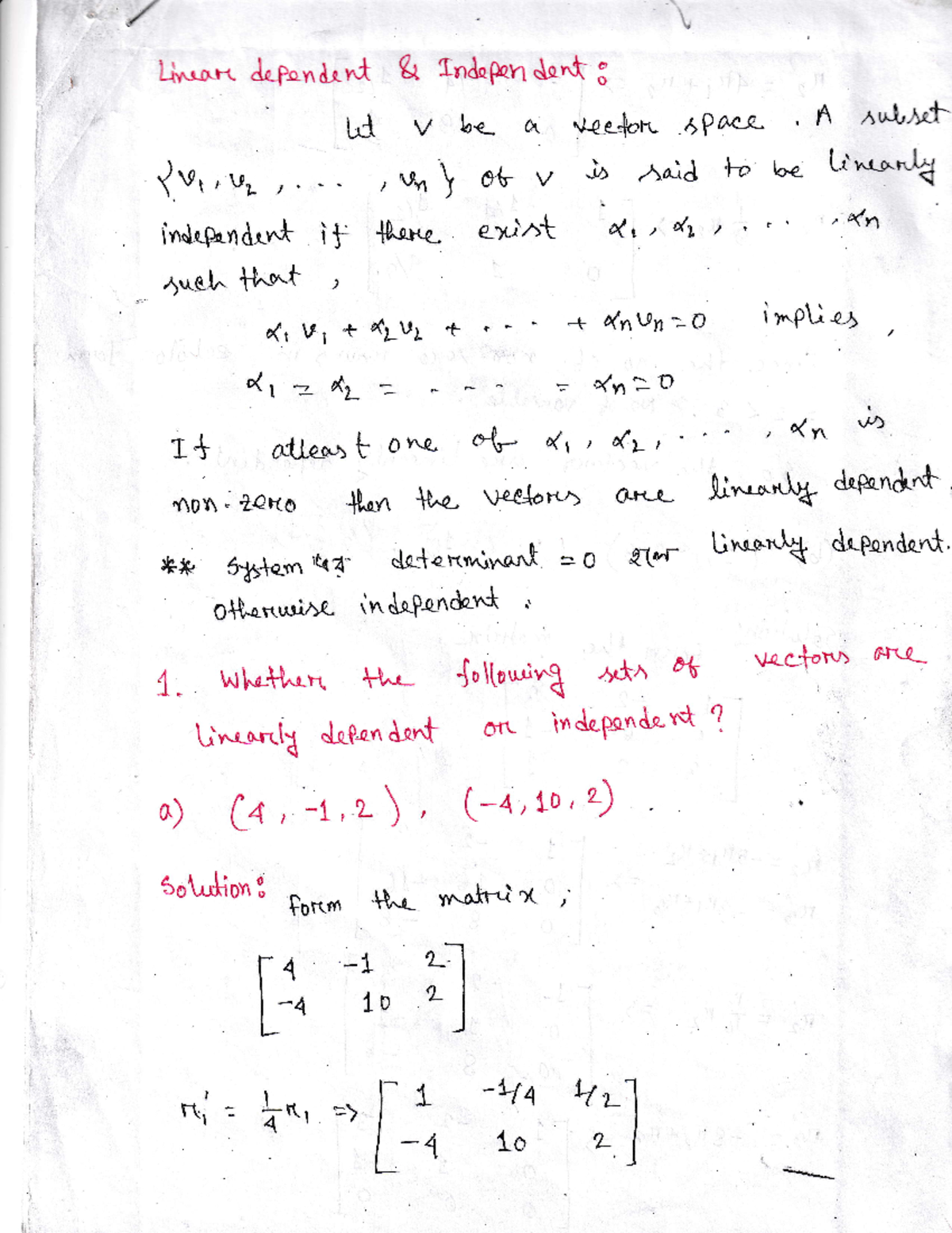 6. Linear dependent, independent, and rank,nullity - *a li^."^ J"n""Unt & - Studocu