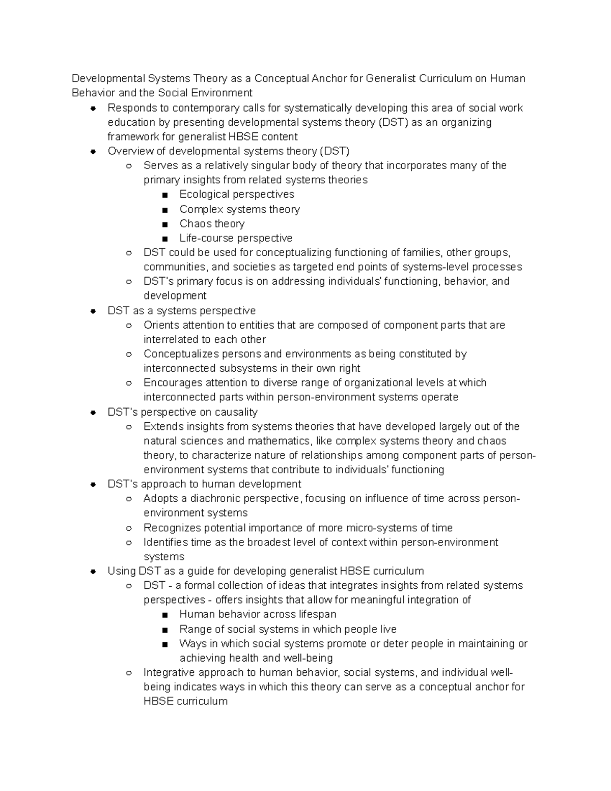 Developmental Systems Theory as a Conceptual Anchor for Generalist ...