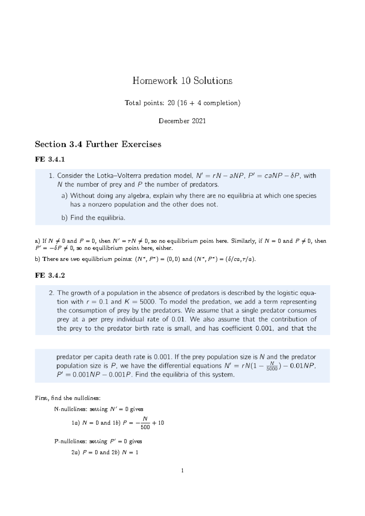 Homework 10 Solutions Great For Ls 30a Homework Help Homework 10 Solutions Total Points 20