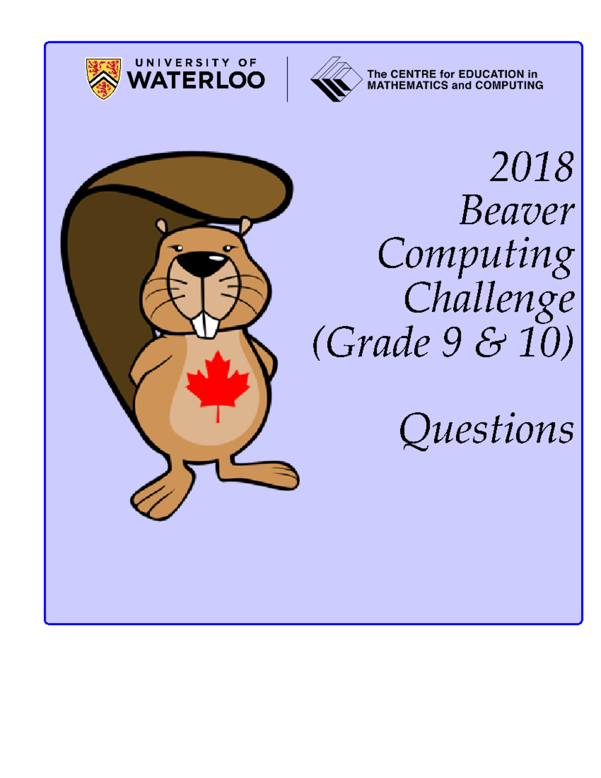 Lesson 1 - Beaver Computing Challenge - 2018 Beaver Computing Challenge ...