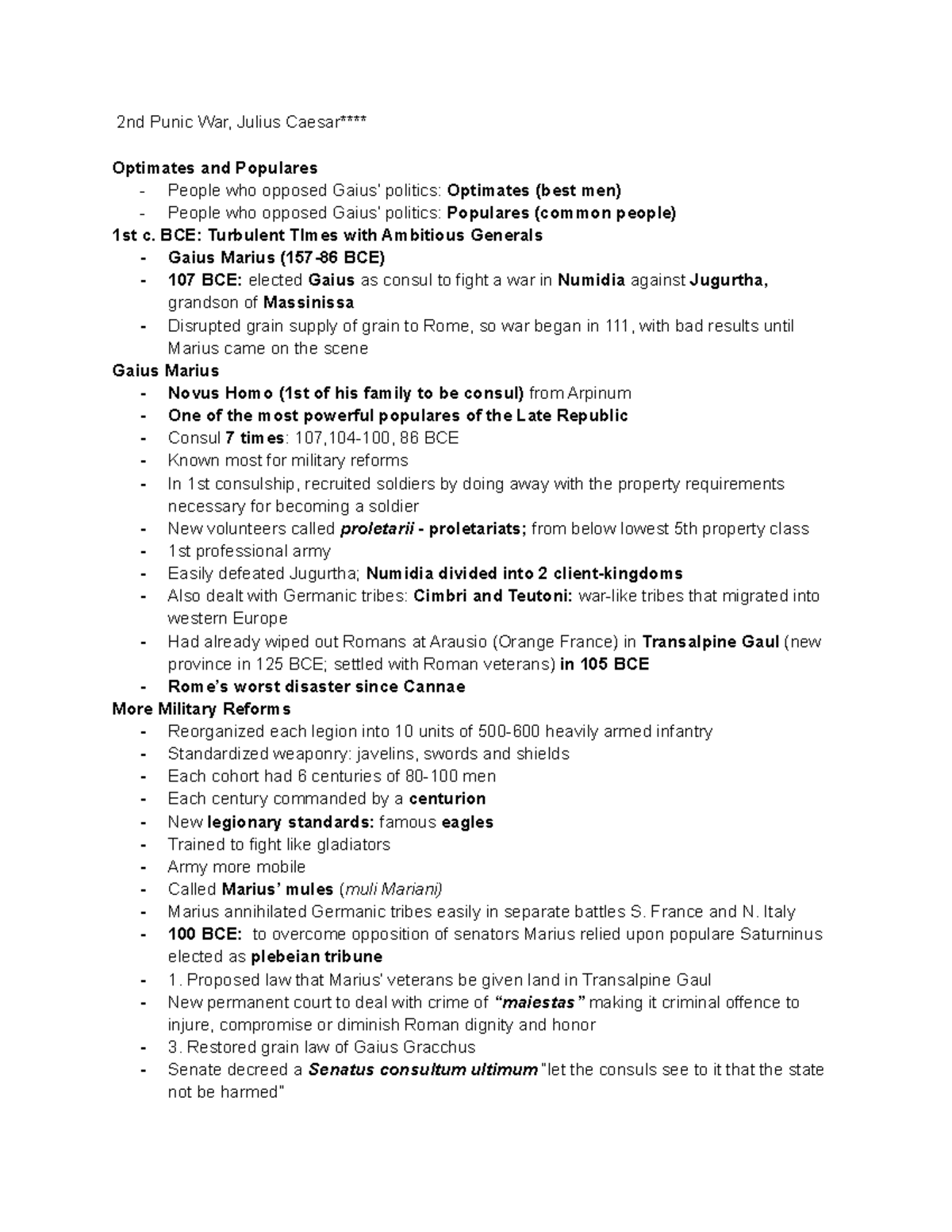 History of Ancient Rome - 2nd Punic War, Julius Caesar**** Optimates ...