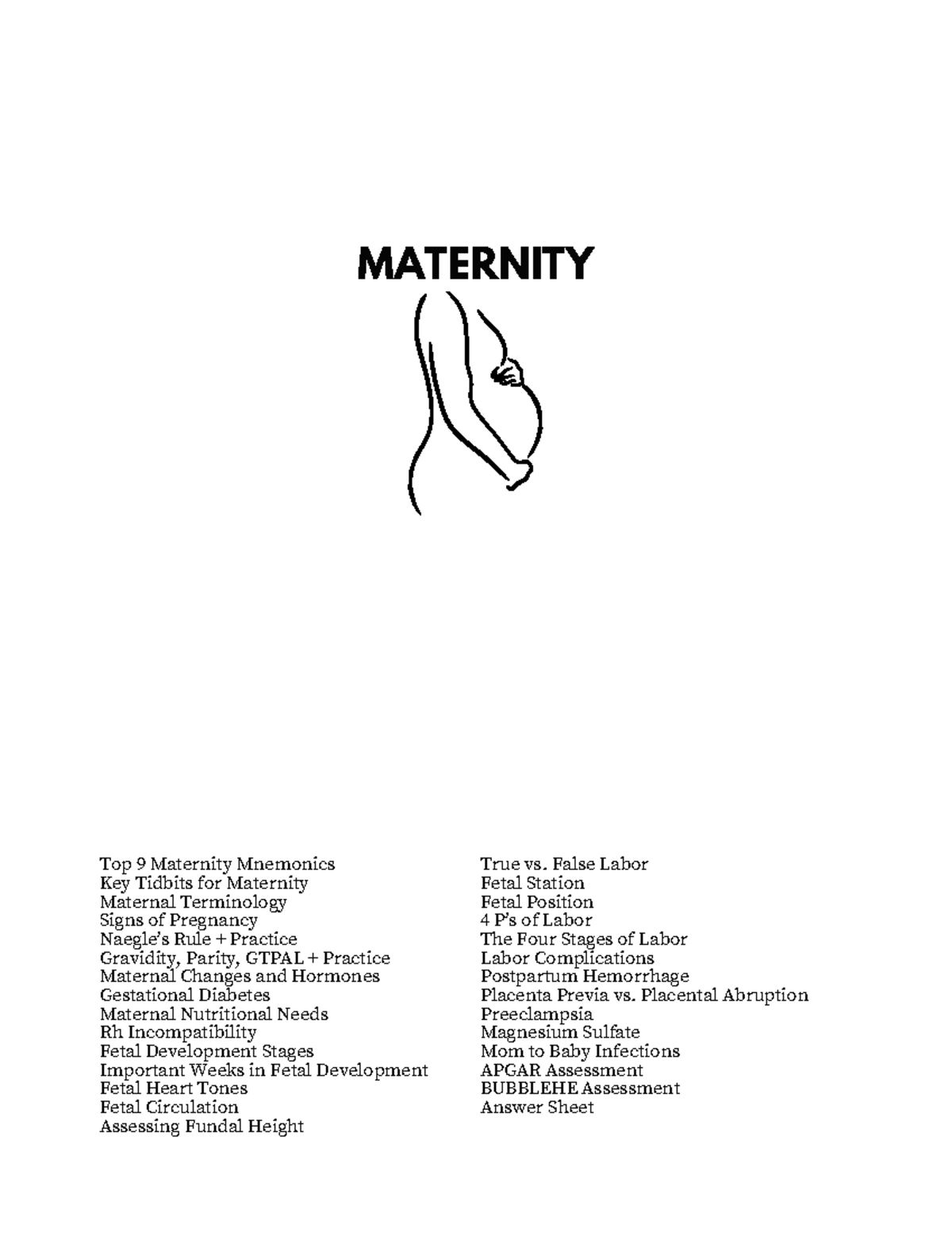 Maternity Bundle - MATERNITY Top 9 Maternity Mnemonics Key Tidbits for ...