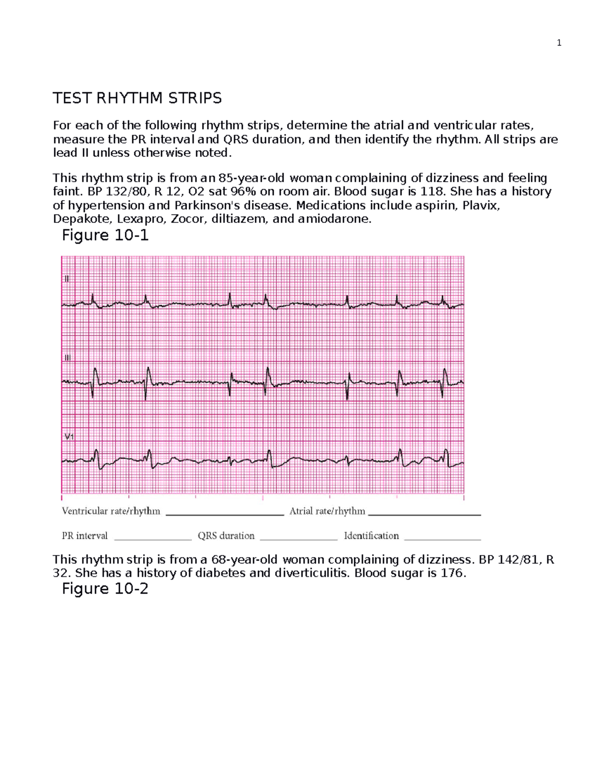 TEST Rhythm Strips with answers at back - TEST RHYTHM STRIPS For each ...