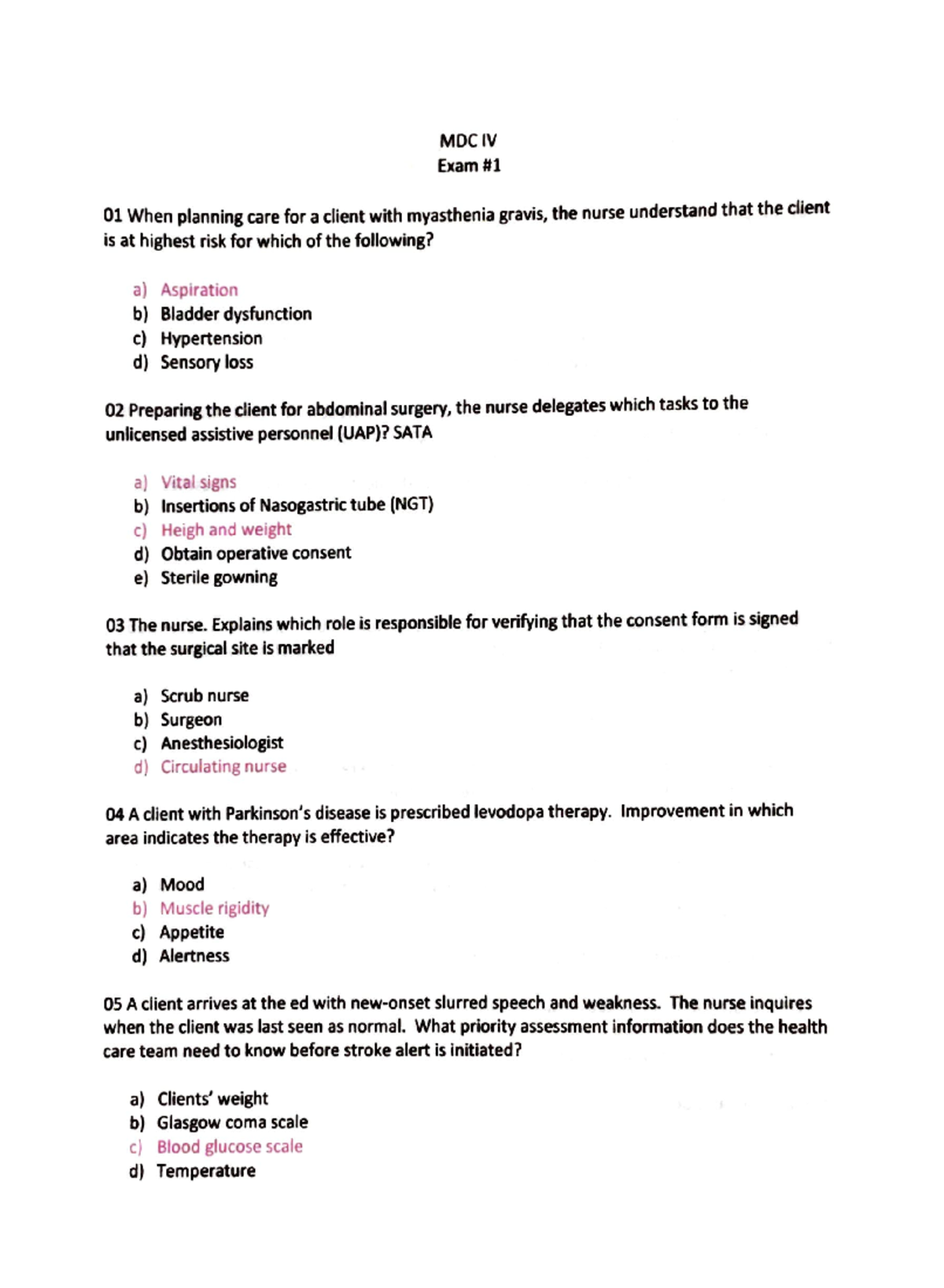MDC-4-Exam-1 - Exam 1 - NUR2755 - Studocu