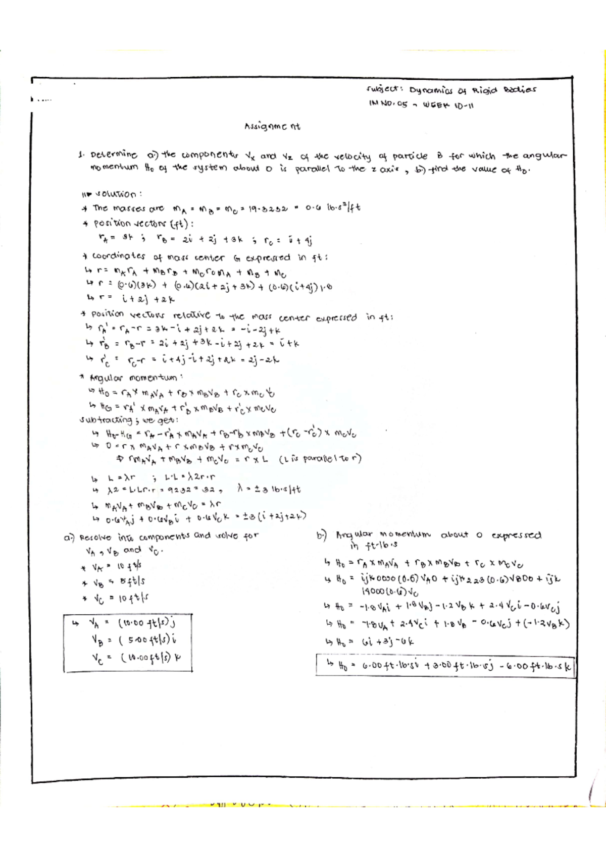 Dynamics As#5 - Problem Solving - Mechanical Engineering - NVSU - Studocu