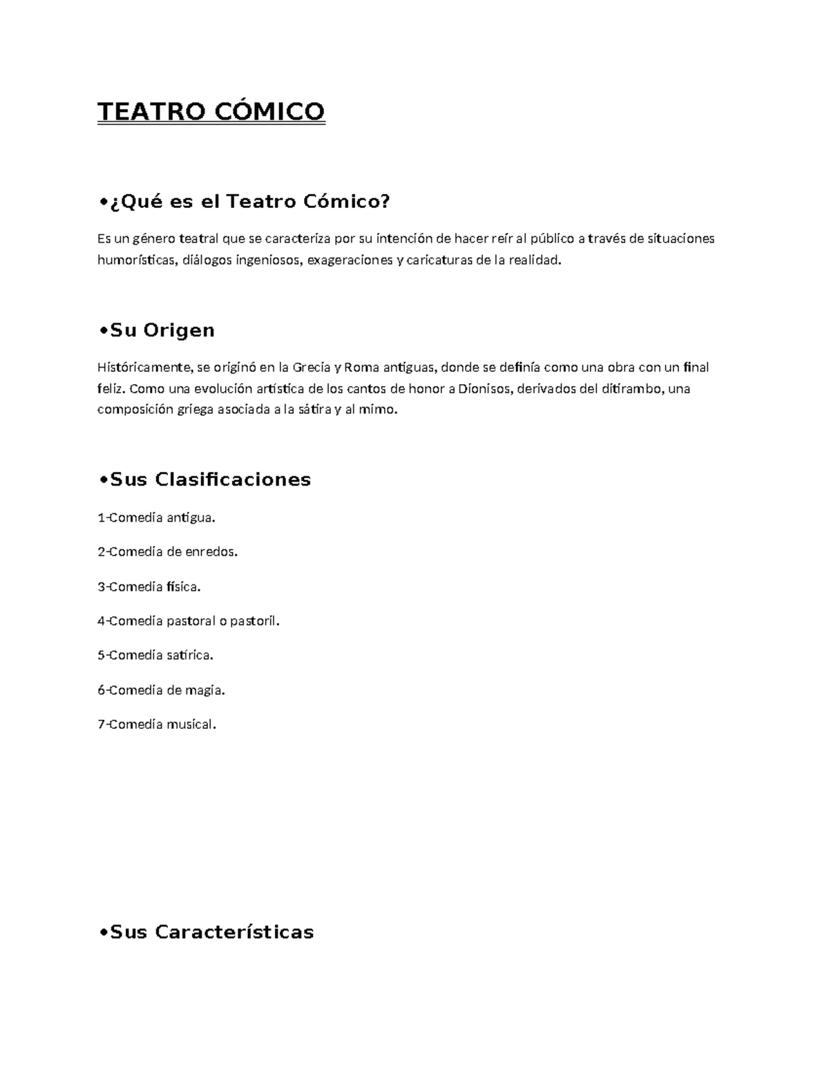 Teatro Cómico(Resumen) - TEATRO CÓMICO •¿Qué es el Teatro Cómico? Es un ...