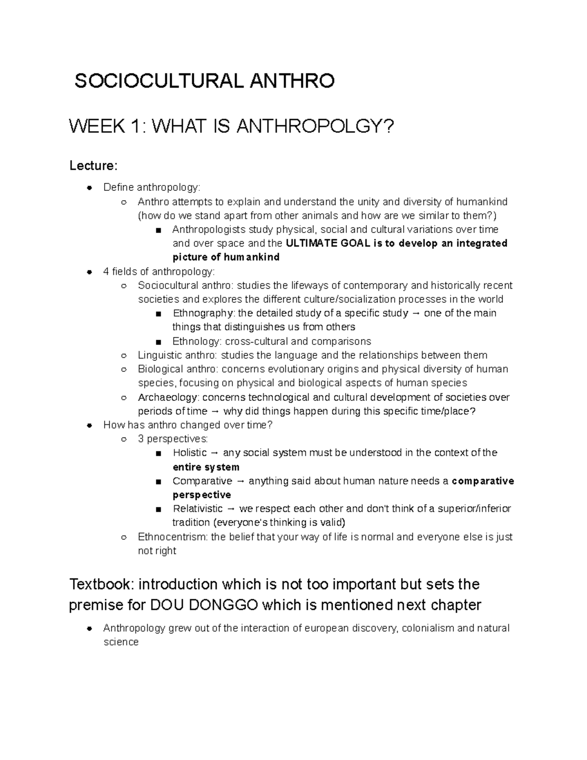 Sociocultural EXAM Review - Lecture Material.docx - Google Docs - SOCIOCULTURAL ANTHRO WEEK 1 ...