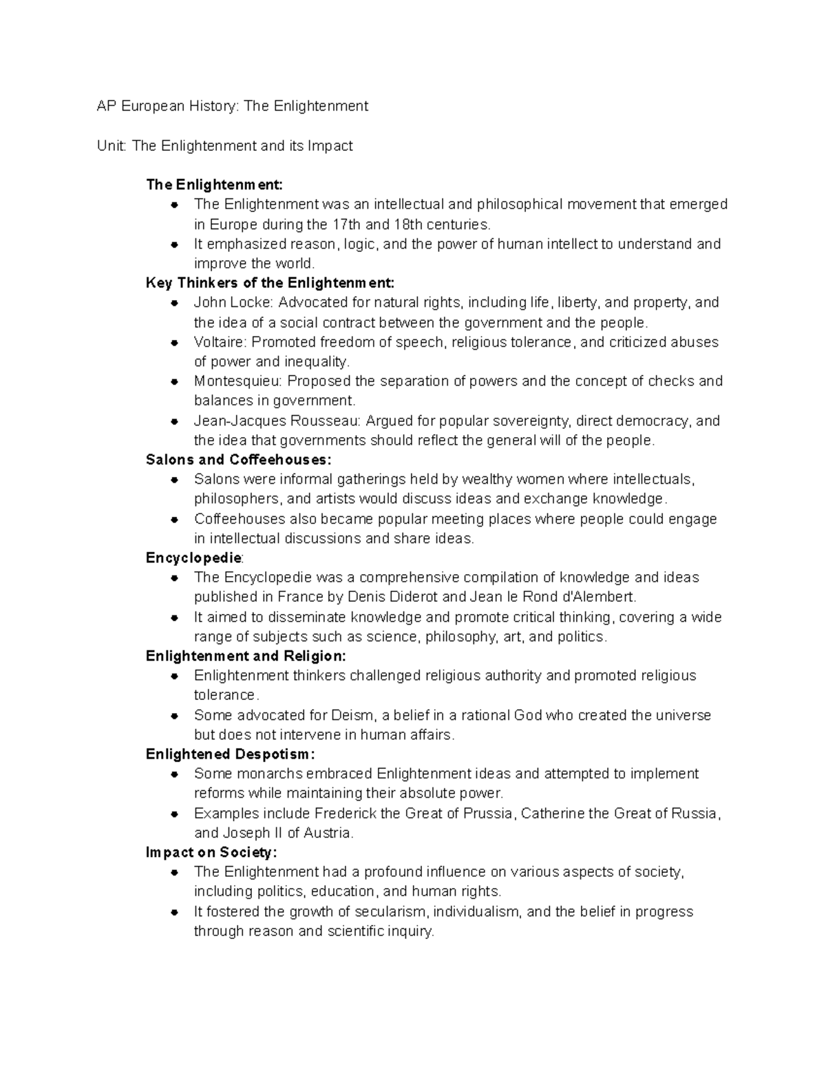 AP European History - The Enlightenment - AP European History: The ...
