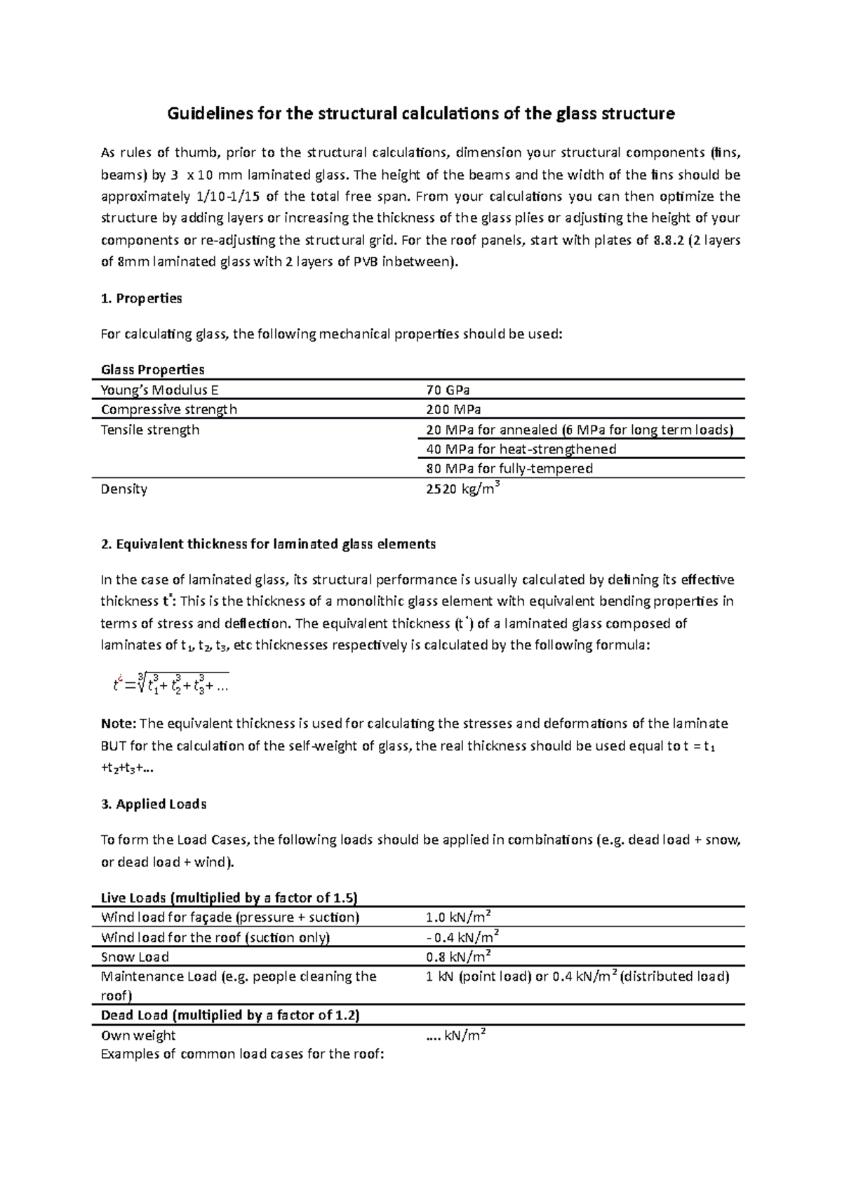 Guidelines for calculations - Guidelines for the structural ...