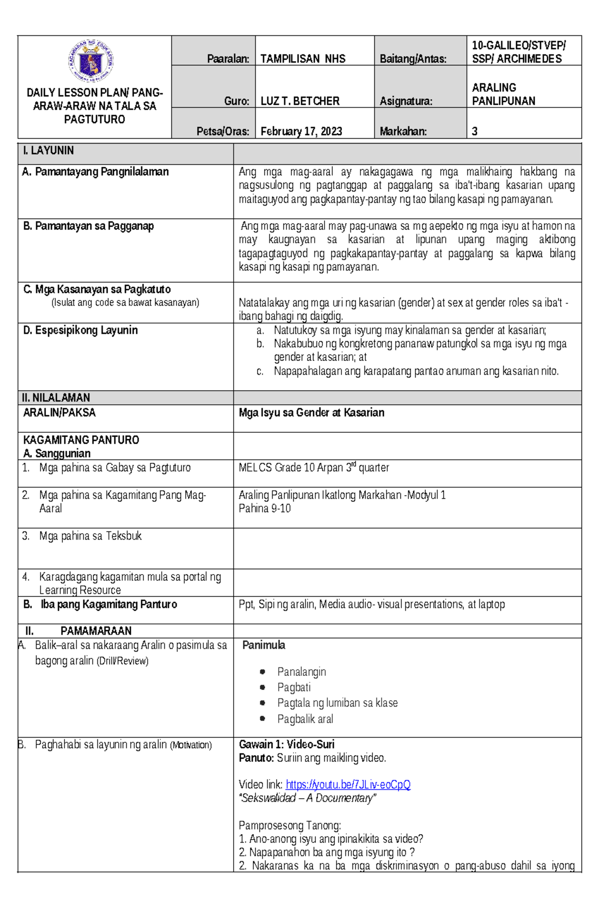 4-6-DLP - DAILY LESSON PLAN/ PANG- ARAW-ARAW NA TALA SA PAGTUTURO ...