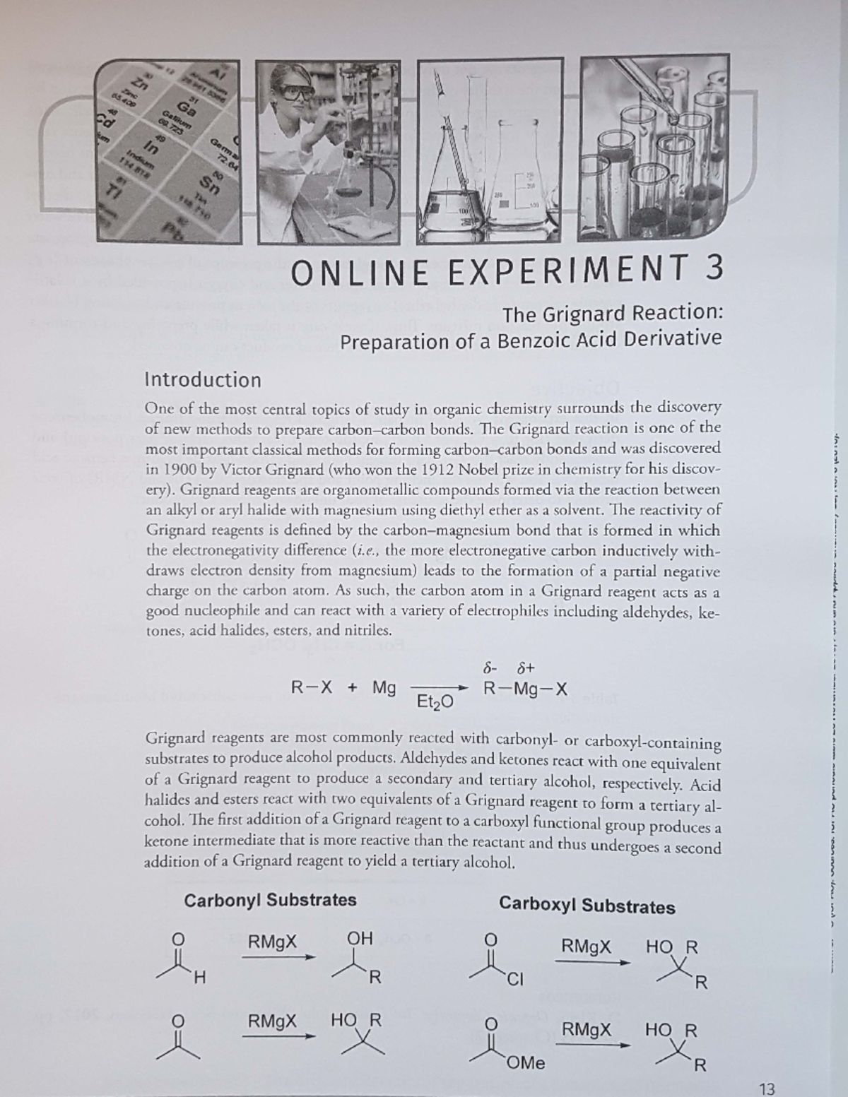 Exp3 - Lab manual for exp3 - ####### ONLINE EXPERIMENT 3 The Grignard Reaction: Preparation of a ...
