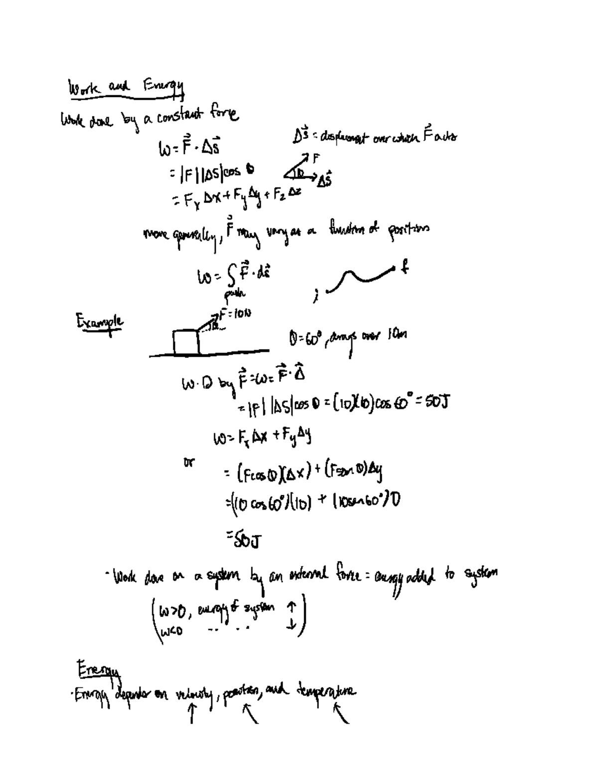 Work and Energy - PHYS 1250 - Studocu