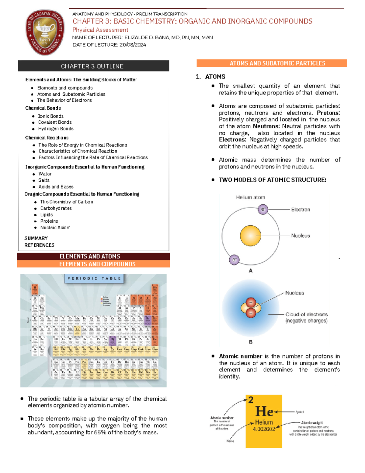 Trans- Group-2- Chapter 3-5 - CHAPTER 3: BASIC CHEMISTRY: ORGANIC AND ...