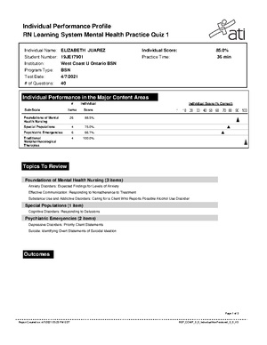 ATI Gastroenteritis and Dehydration - Individual Name: Institution ...