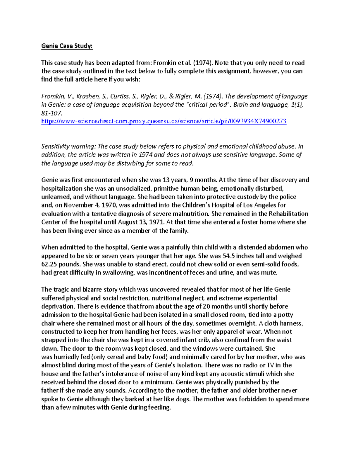 Genie's Case Study Background - Genie Case Study: This case study has ...