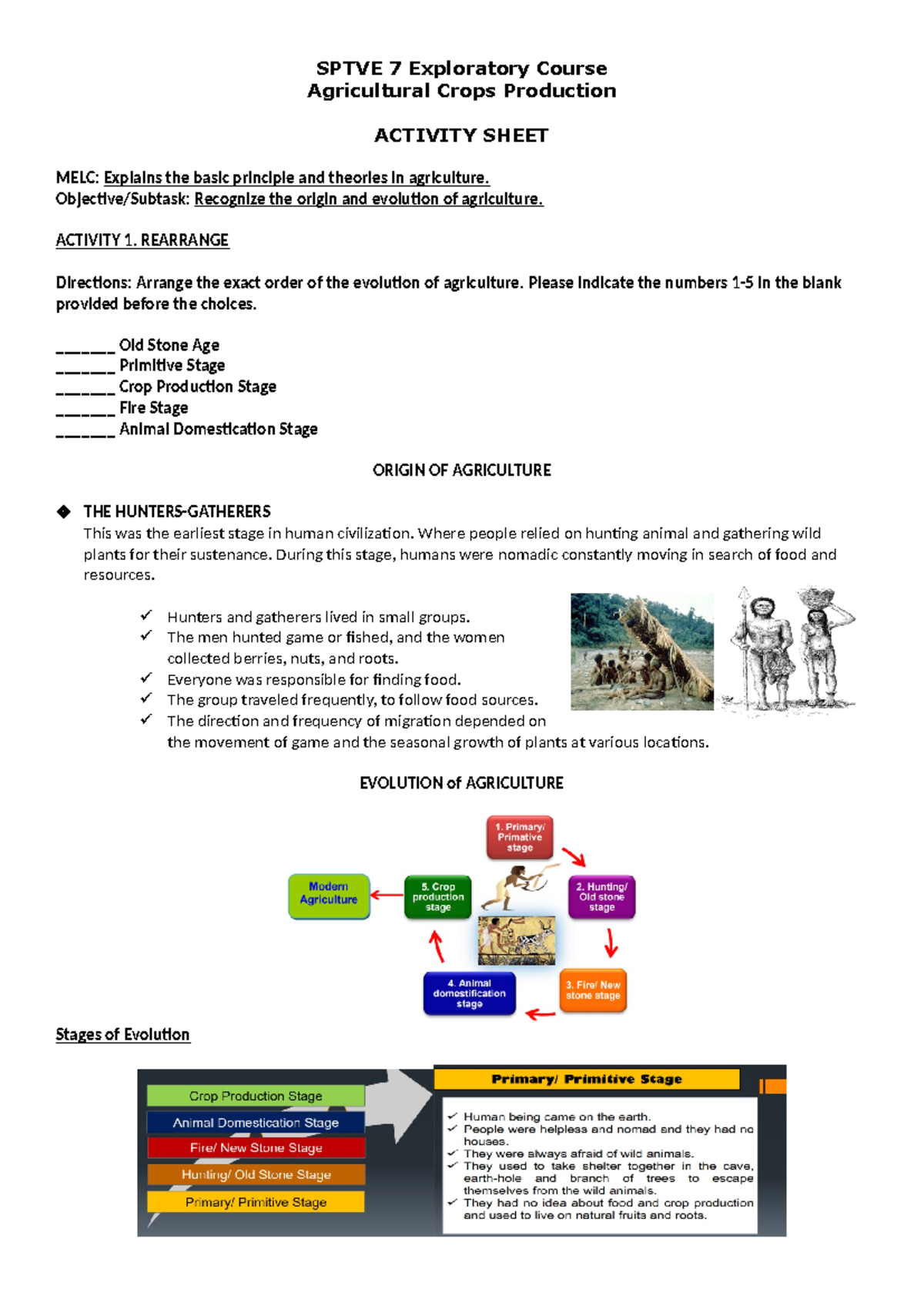 TLE Activity Sheet - SPTVE 7 Exploratory Course Agricultural Crops ...