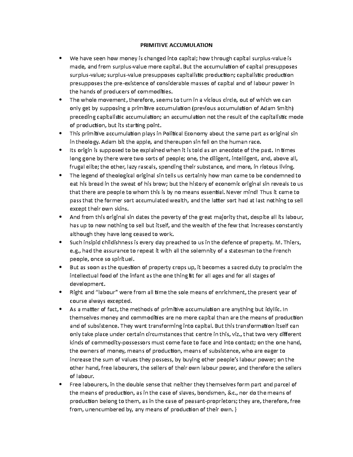 10 Primitive Accumulation - PRIMITIVE ACCUMULATION We have seen how ...