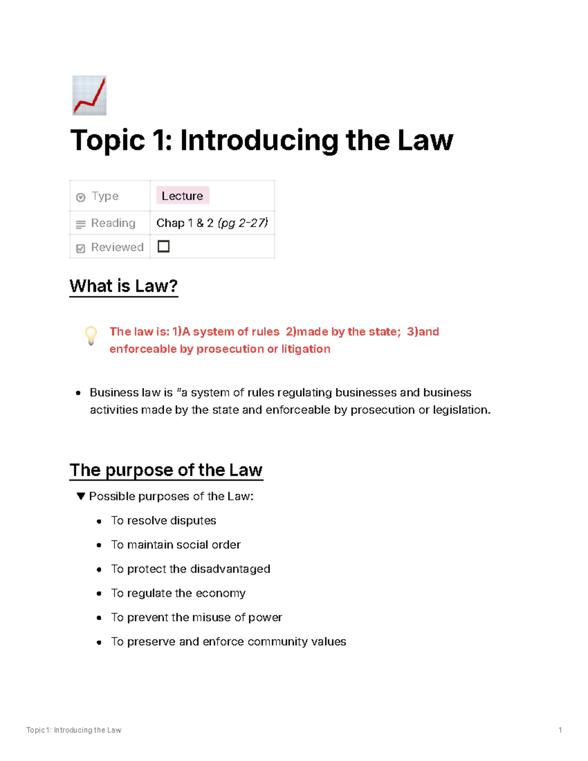 Topic 1 Introducing the Law - 📈 Topic 1: Introducing the Law Type ...