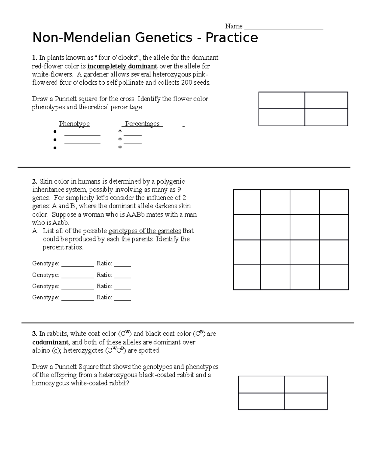 14-15 Nonmendelian practice - Name ______________________ Non-Mendelian ...
