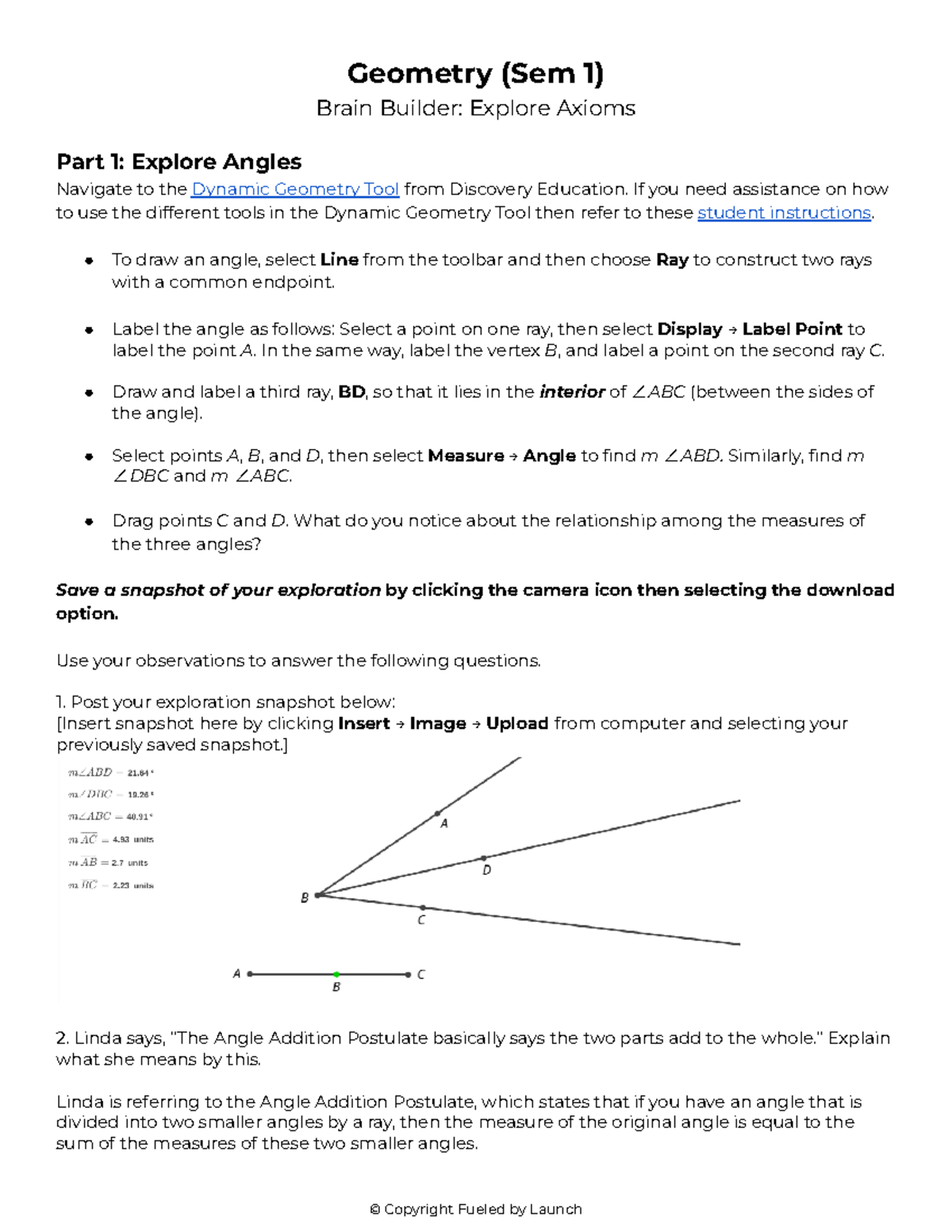 Copy of Brain Builder Explore Axioms [Concept 1 - Geometry (Sem 1 ...
