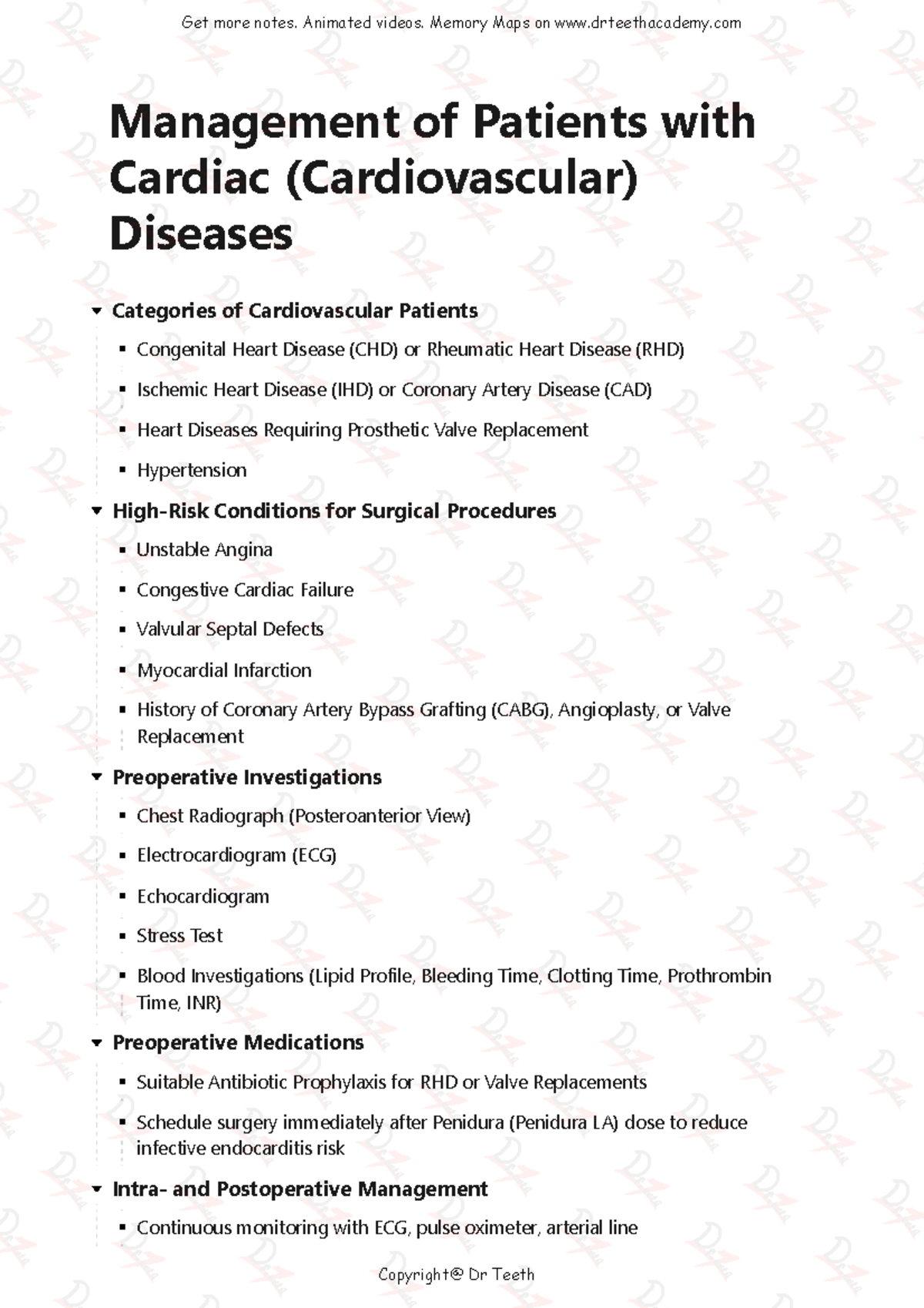 Management of Patients with Cardiac Cardiovascular Diseases ...