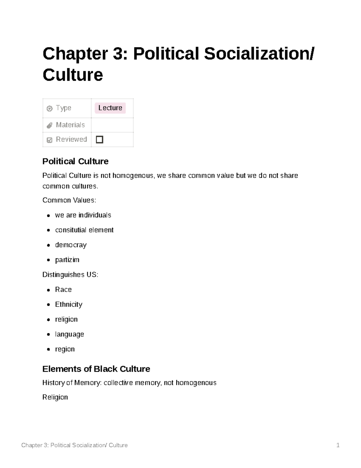 Chapter 3 Political Socialization Culture - Chapter 3: Political ...
