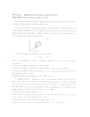 PHYS 251 Midterm 2022 solns - Physics 251: Honours Classical Mechanics ...