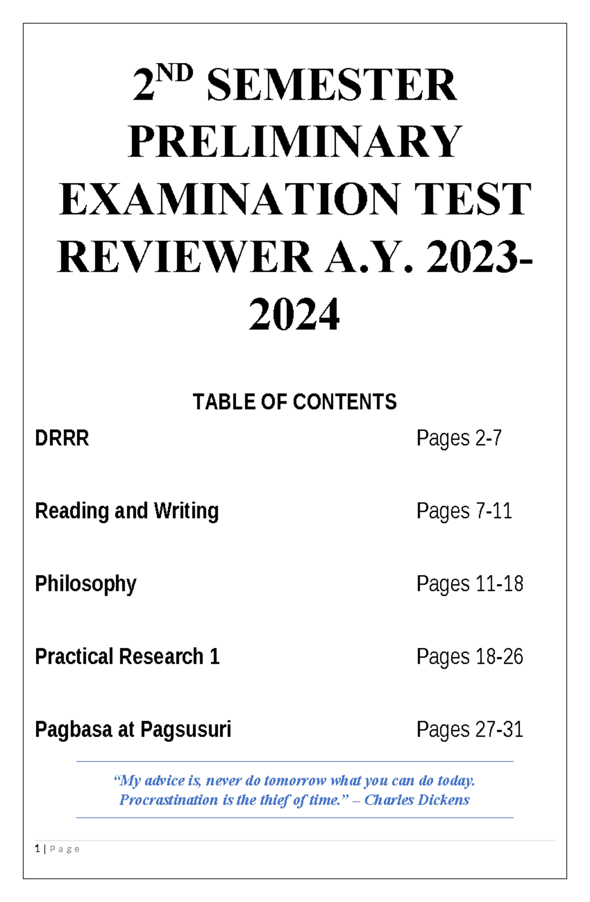 2nd Semester Pre Lim Notes - 2 ND SEMESTER PRELIMINARY EXAMINATION TEST ...