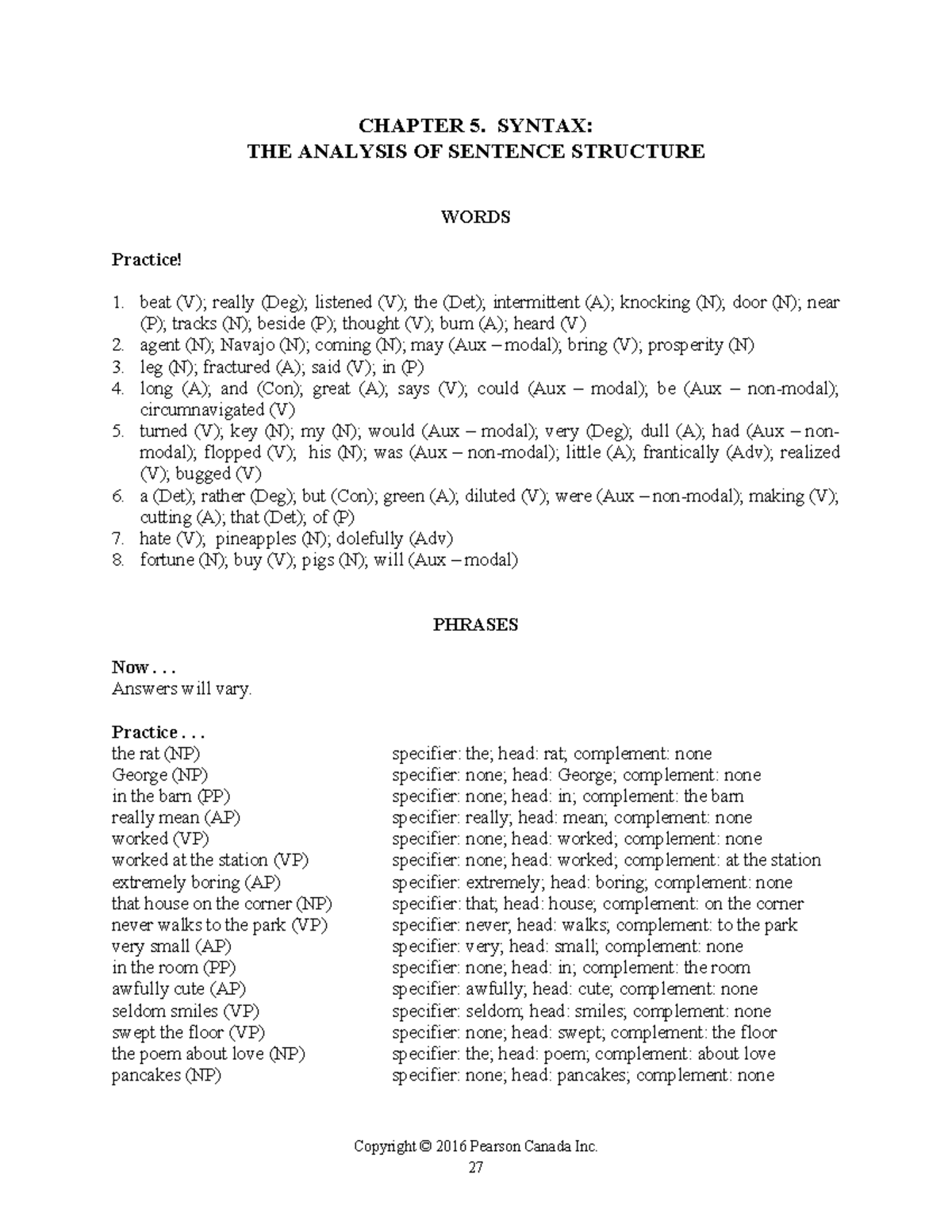 Study Guide Answers - Syntax - Copyright © 2016 Pearson Canada Inc ...