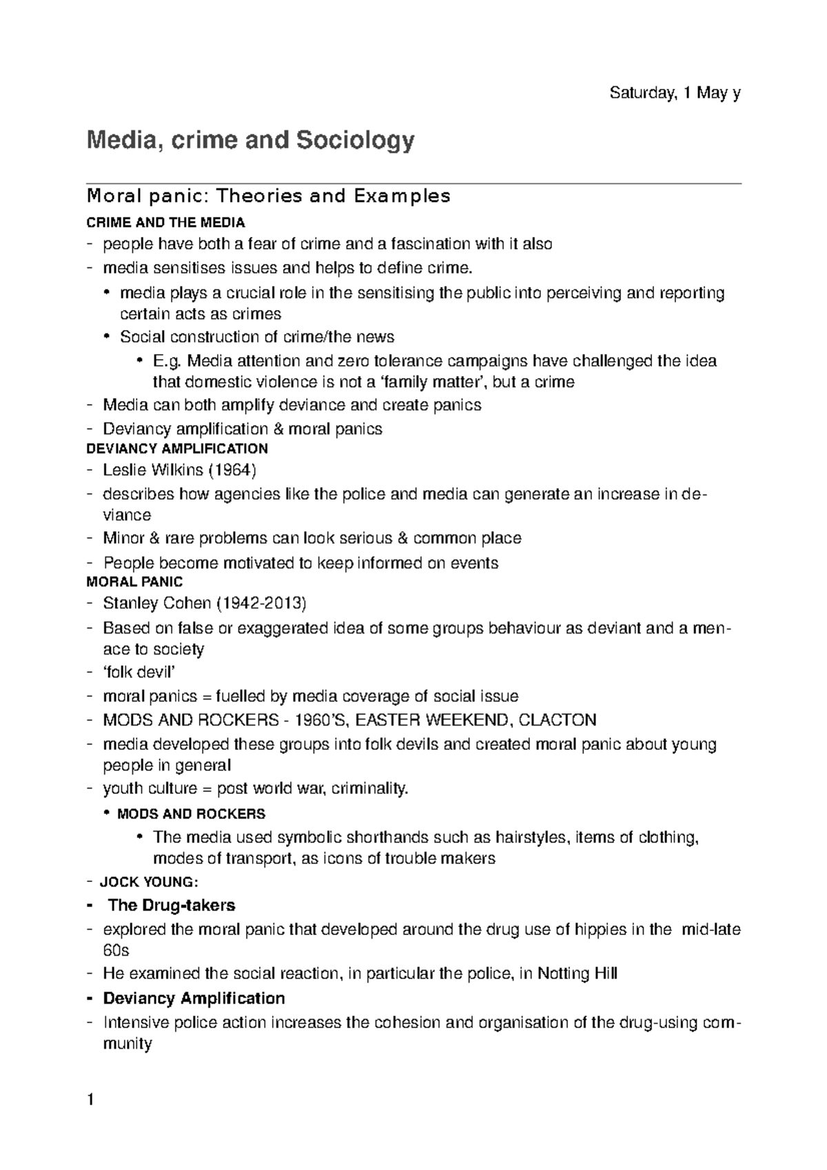 Moral panic- Theories and Examples - Saturday, 13 April y Media, crime ...