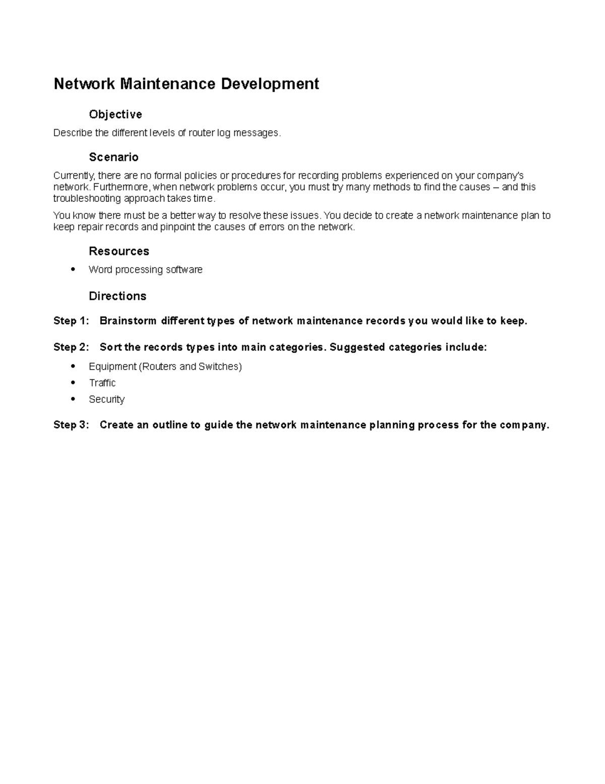 8.0.1.2 Network Maintenance Development Instructions - Network ...
