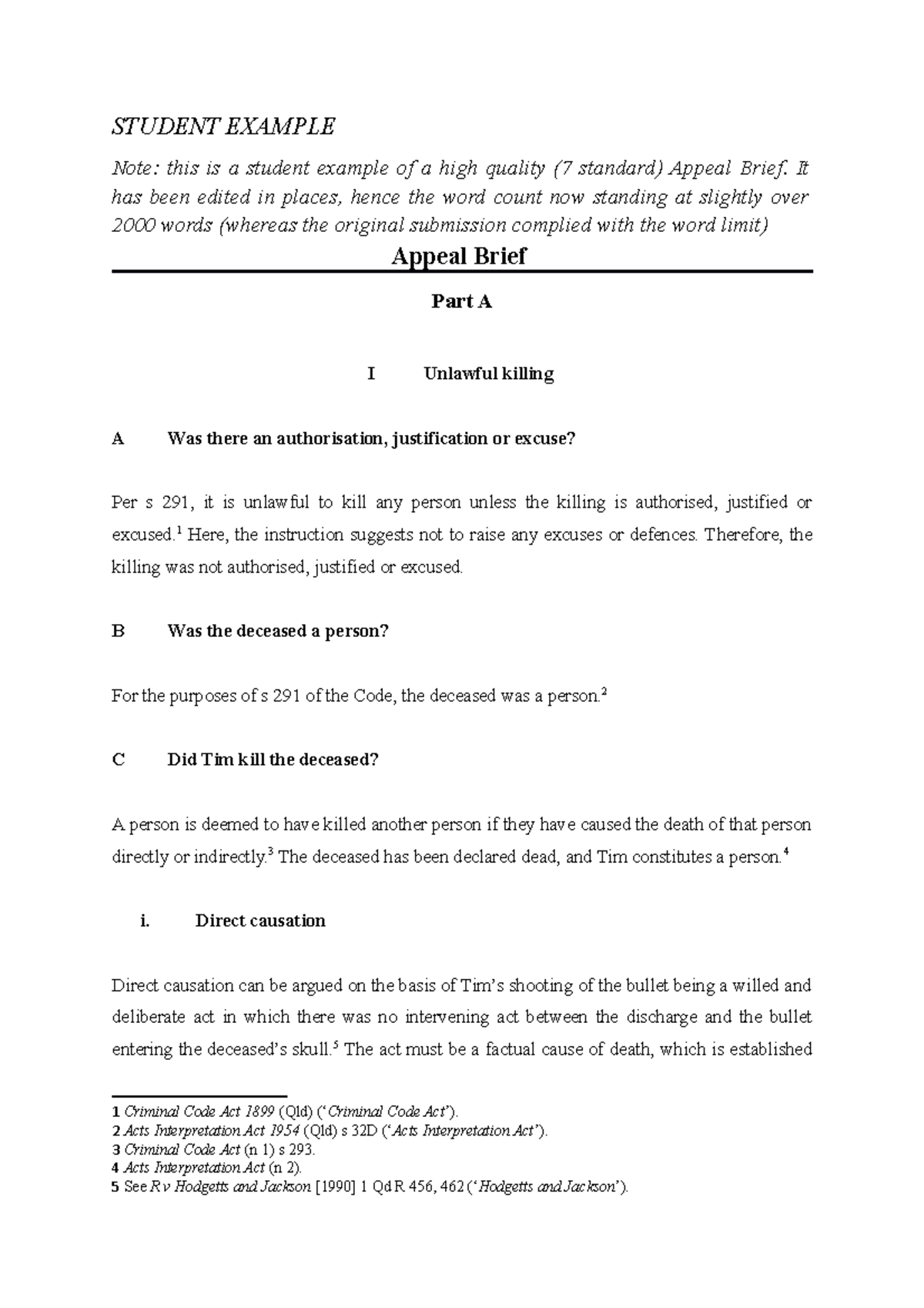 Llb106 Student Example Appeal Brief 2020 - STUDENT EXAMPLE Note: this ...