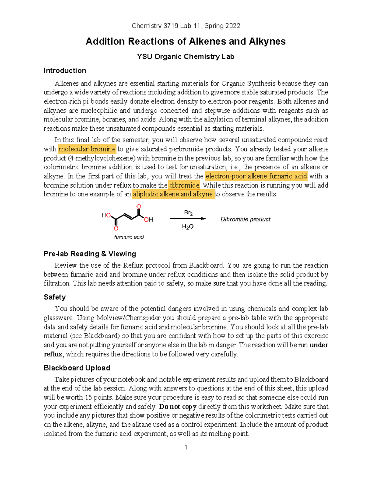 Wk13 Addition S22 - lab instructions - Chemistry 3719 Lab 11, Spring ...