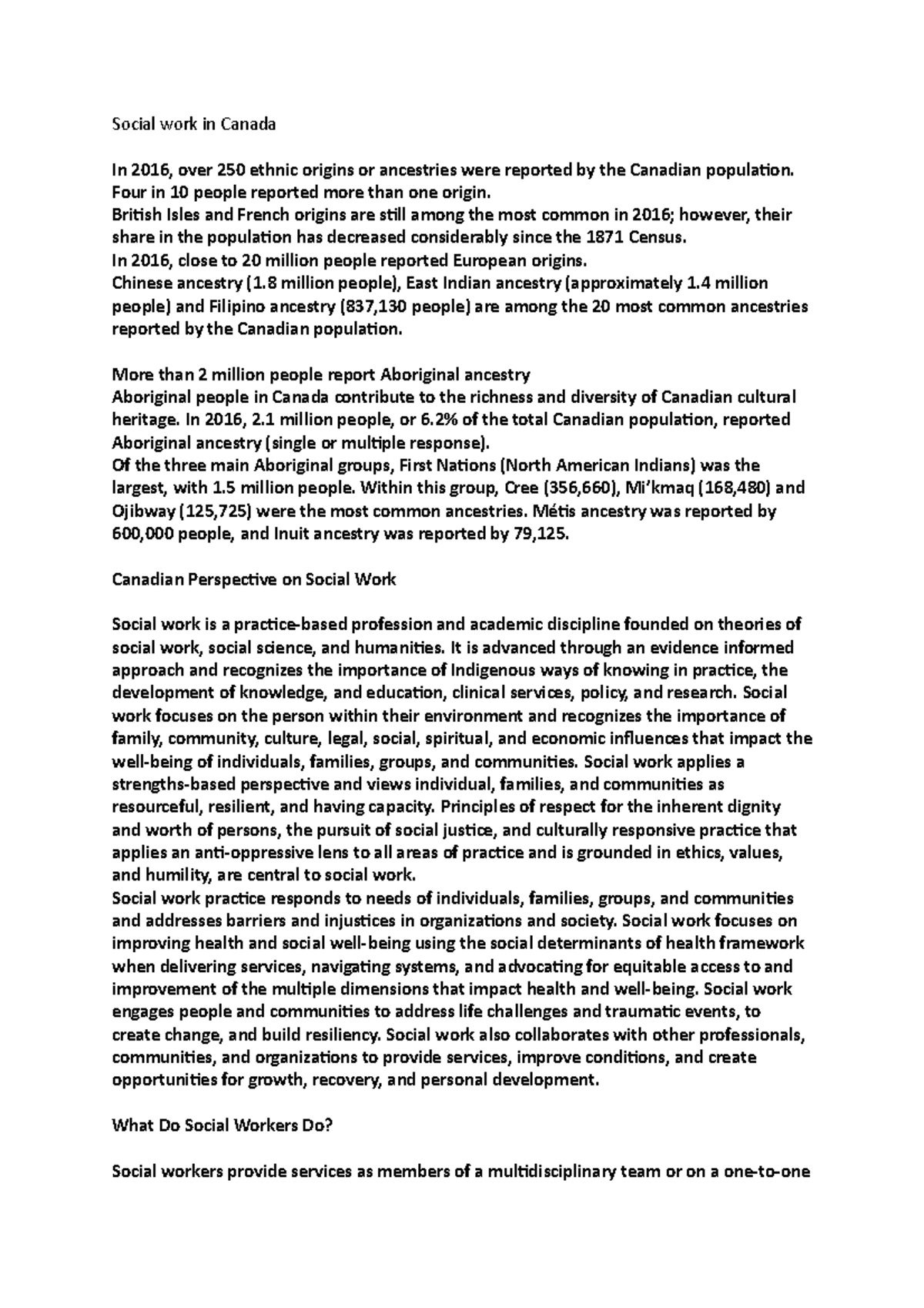 Social work in Canada - Inter-Professional Practice-22S1 lecture notes ...