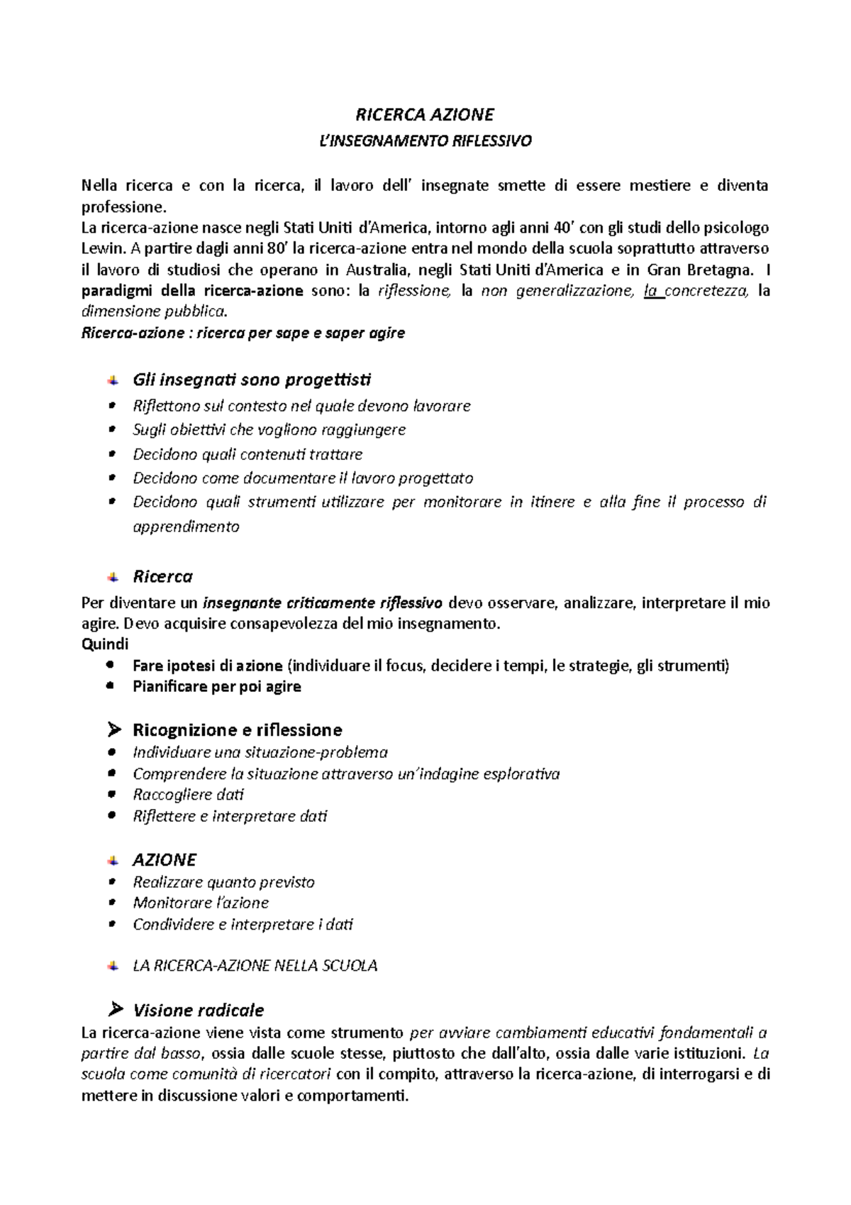 Ricerca Azione - RICERCA AZIONE L’INSEGNAMENTO RIFLESSIVO Nella ricerca ...