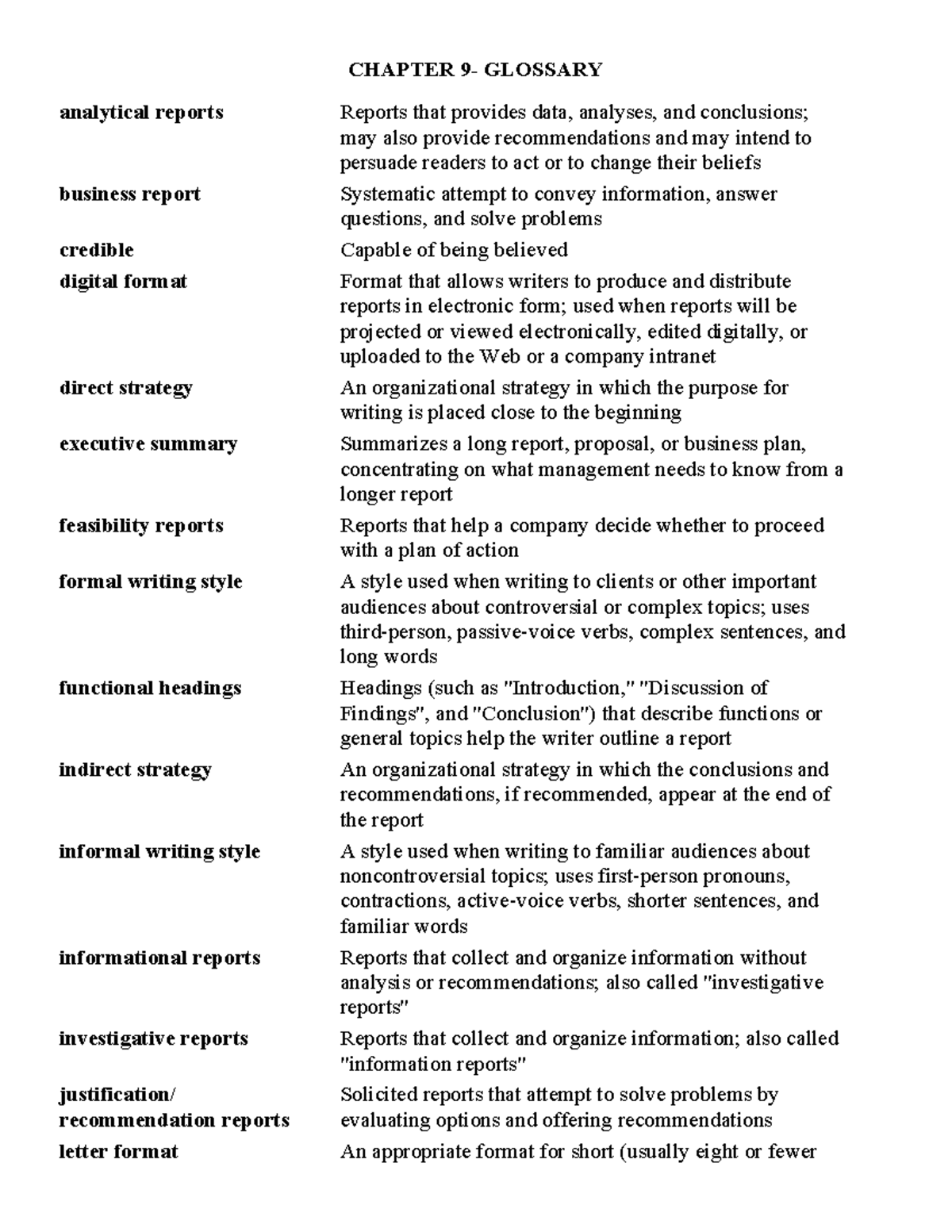 Chapter 9- Glossary - CHAPTER 9- GLOSSARY analytical reports Reports ...
