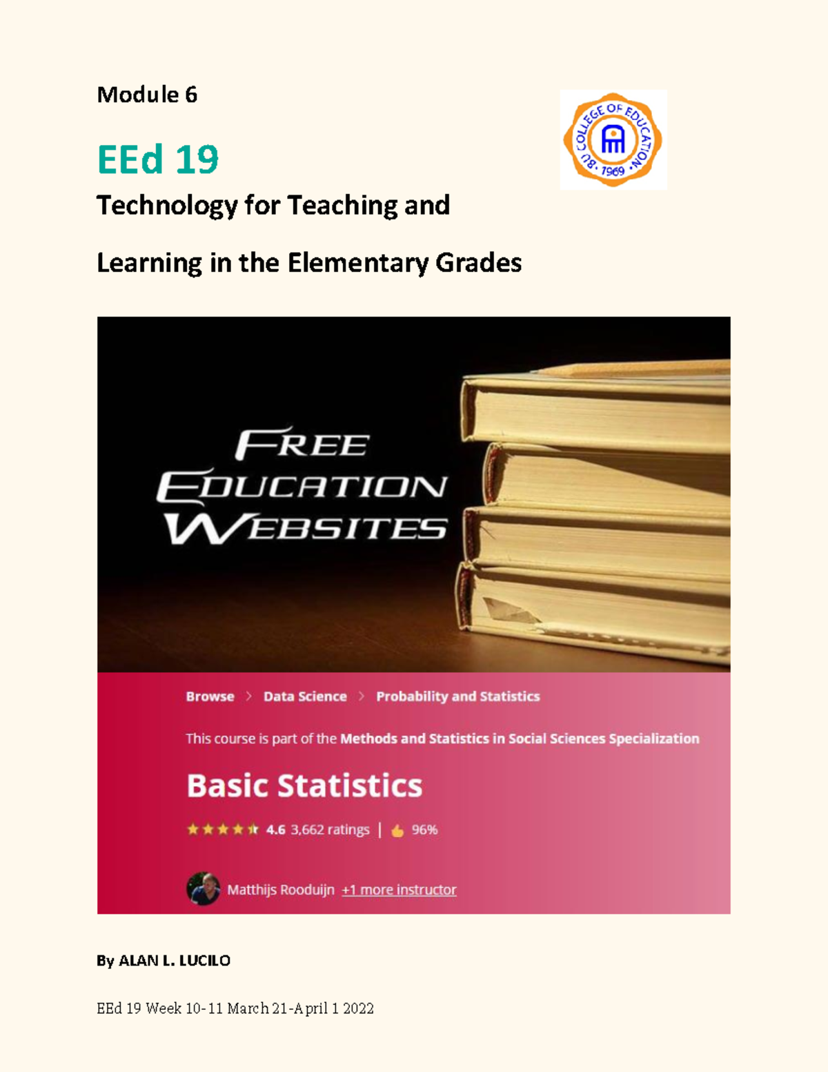 Module 6 Technology for Teaching and Learning - EEd 19 Week 10-11 March ...