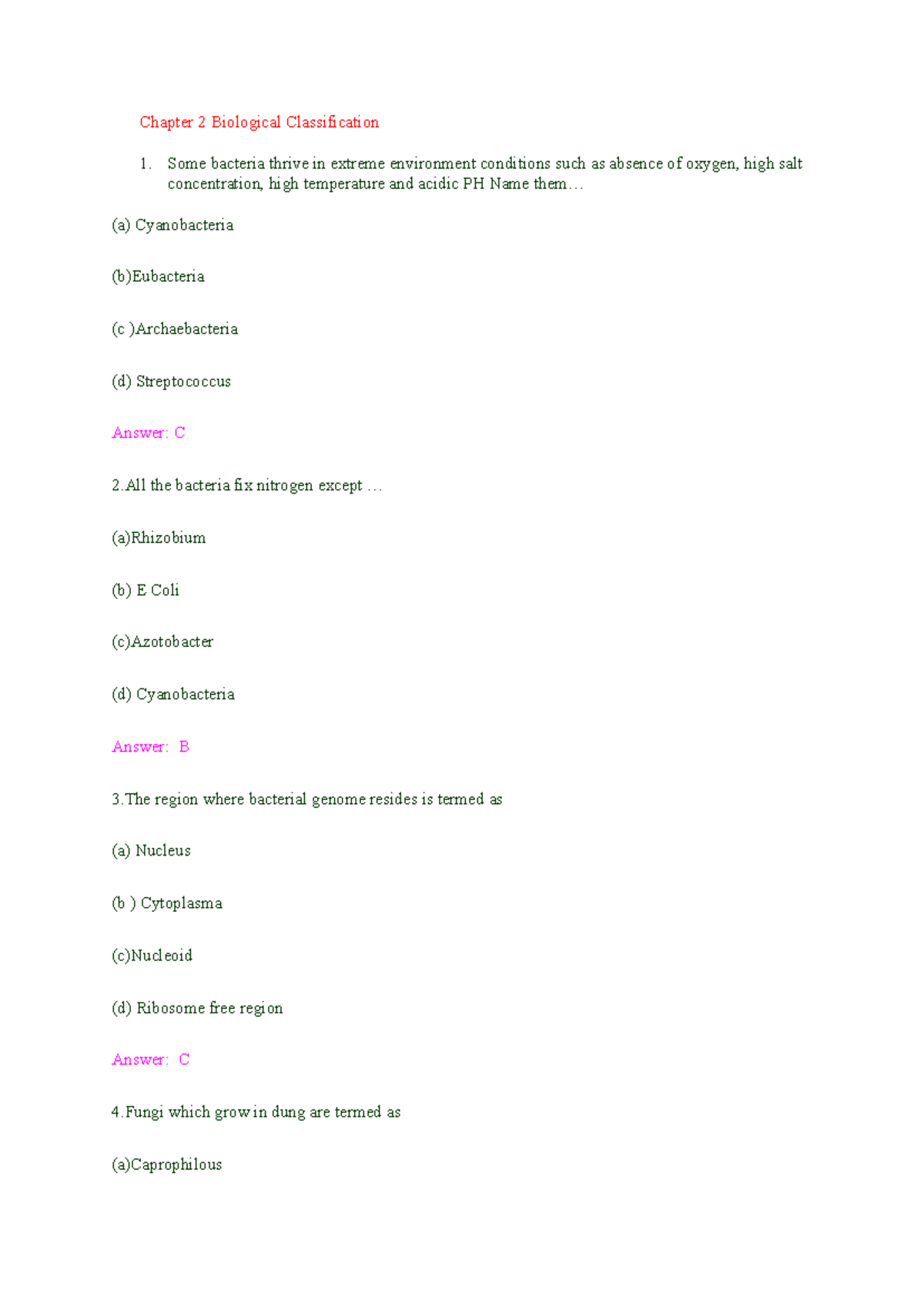 Chapter 2 Biological Classification Chapter 2 Biological