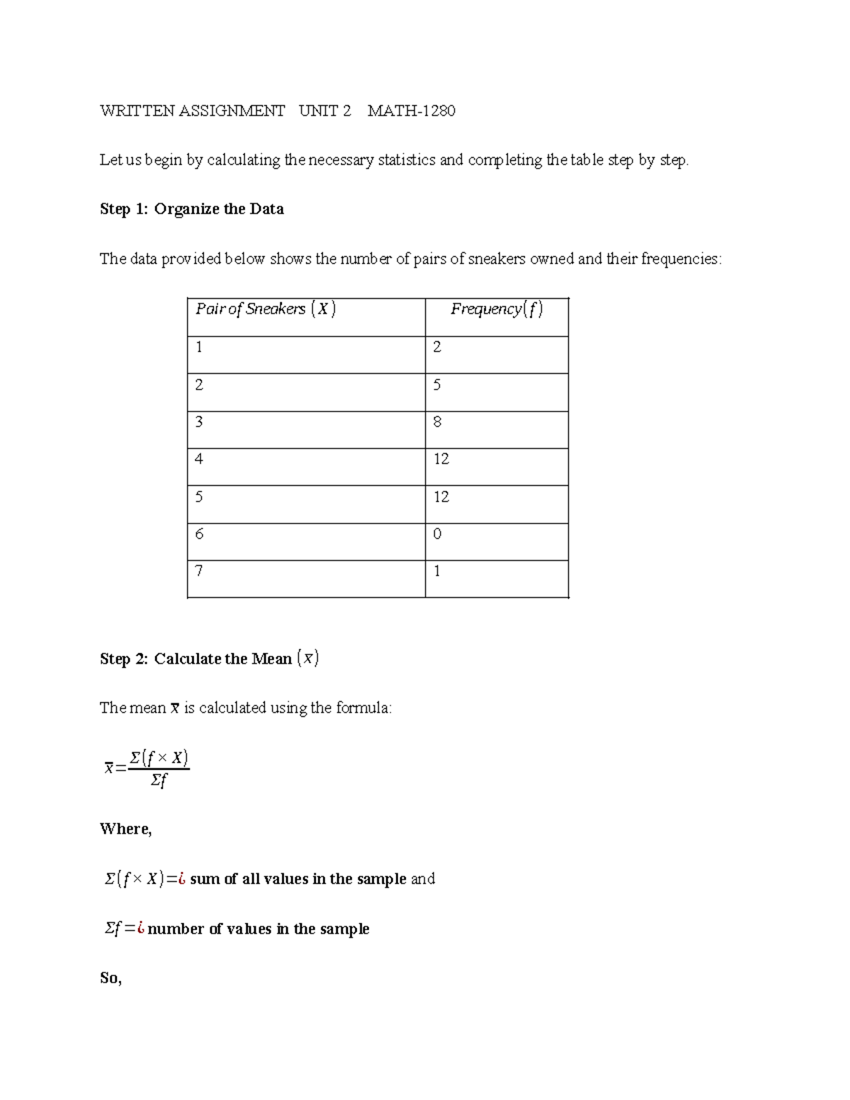 Written Assignment UNIT 2 MATH-1280 - WRITTEN ASSIGNMENT UNIT 2 MATH ... Written Assignment UNIT 2 MATH-1280 - WRITTEN ASSIGNMENT UNIT 2 MATH ...