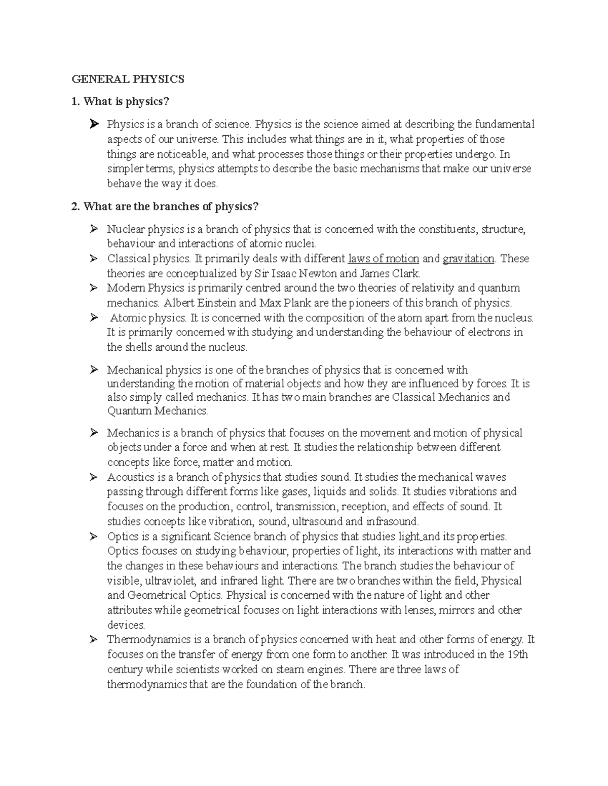 Introduction to General Physics - GENERAL PHYSICS What is physics ...