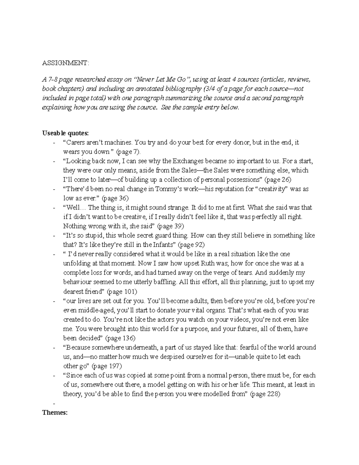 Notes for Final Brit Lit Essay - ASSIGNMENT: A 7-8 page researched ...