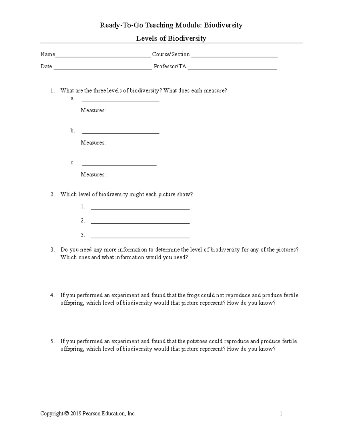 Levels-of-biodiversity Activity - Ready-To-Go Teaching Module ...