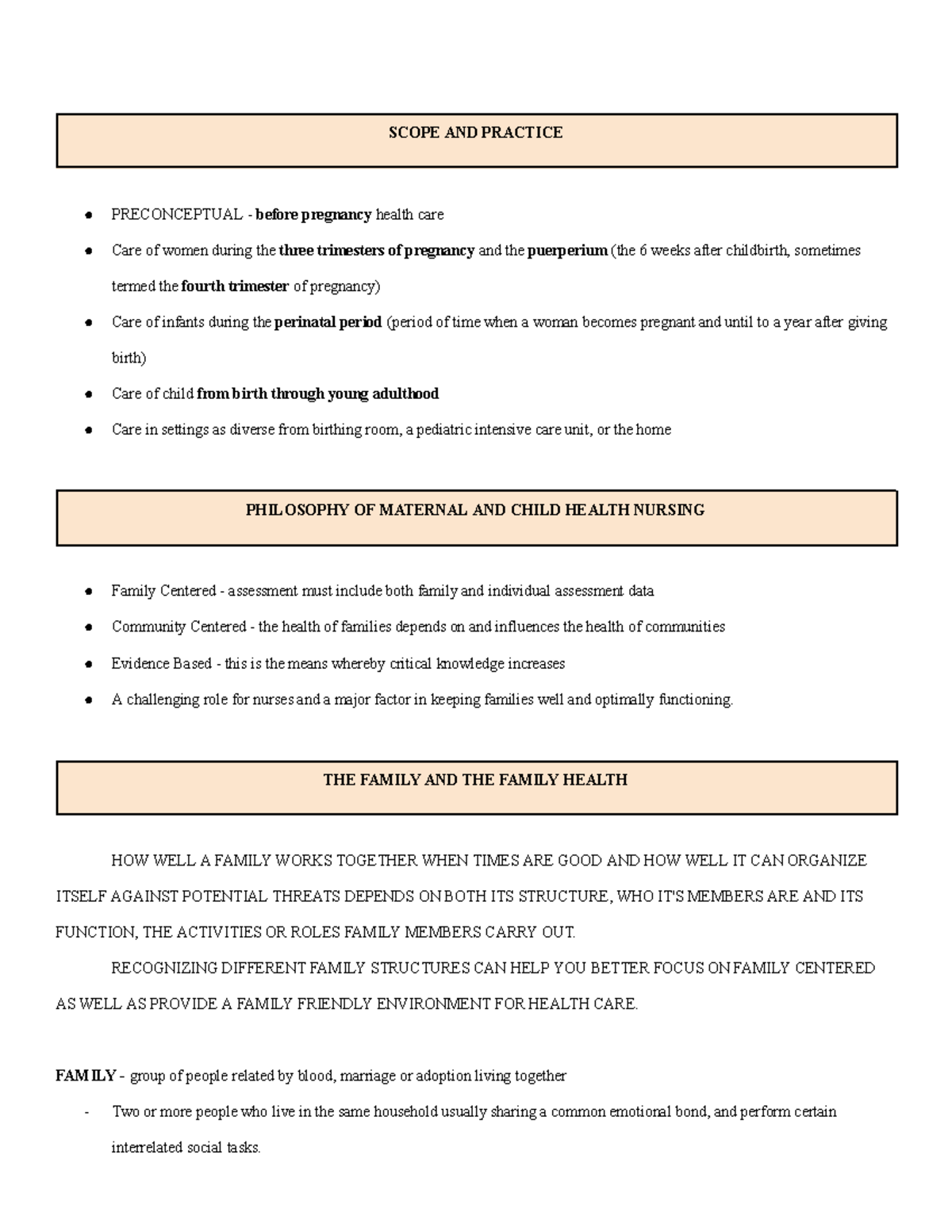MCHN Reviewer 1 Scope & Practice - SCOPE AND PRACTICE PRECONCEPTUAL ...