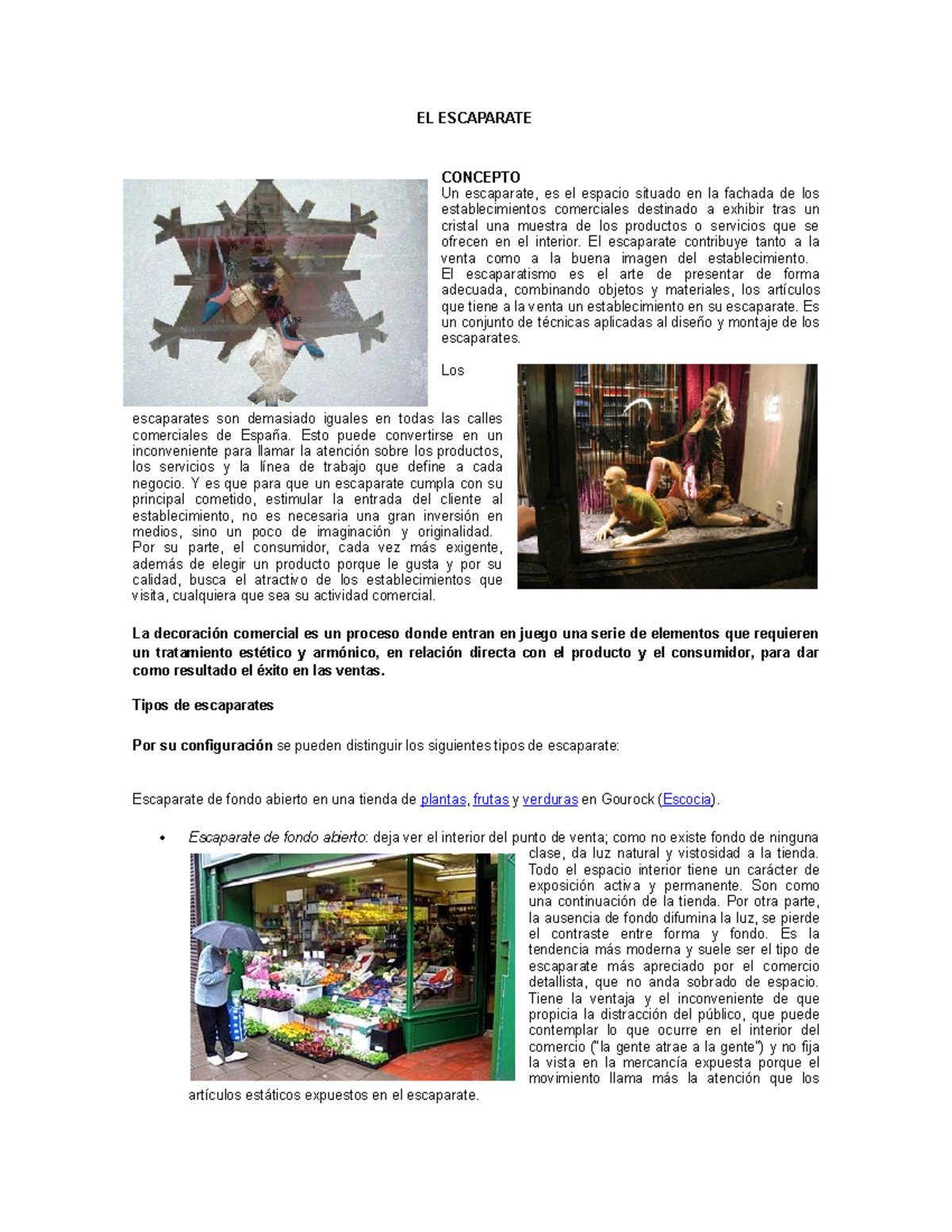 Vitrinismo EL Escaparate - EL ESCAPARATE CONCEPTO Un escaparate, es el ...