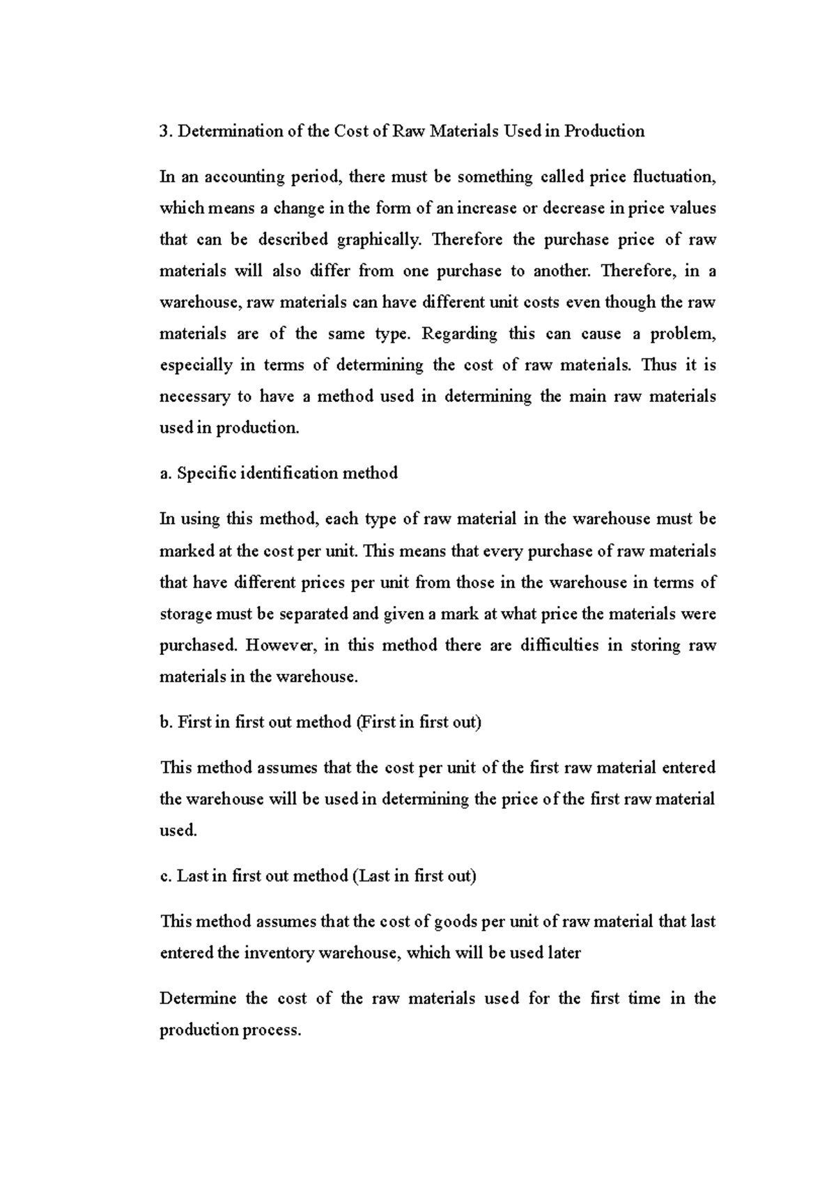 Determination of Raw Material Cost and Budget Preparation - Studocu