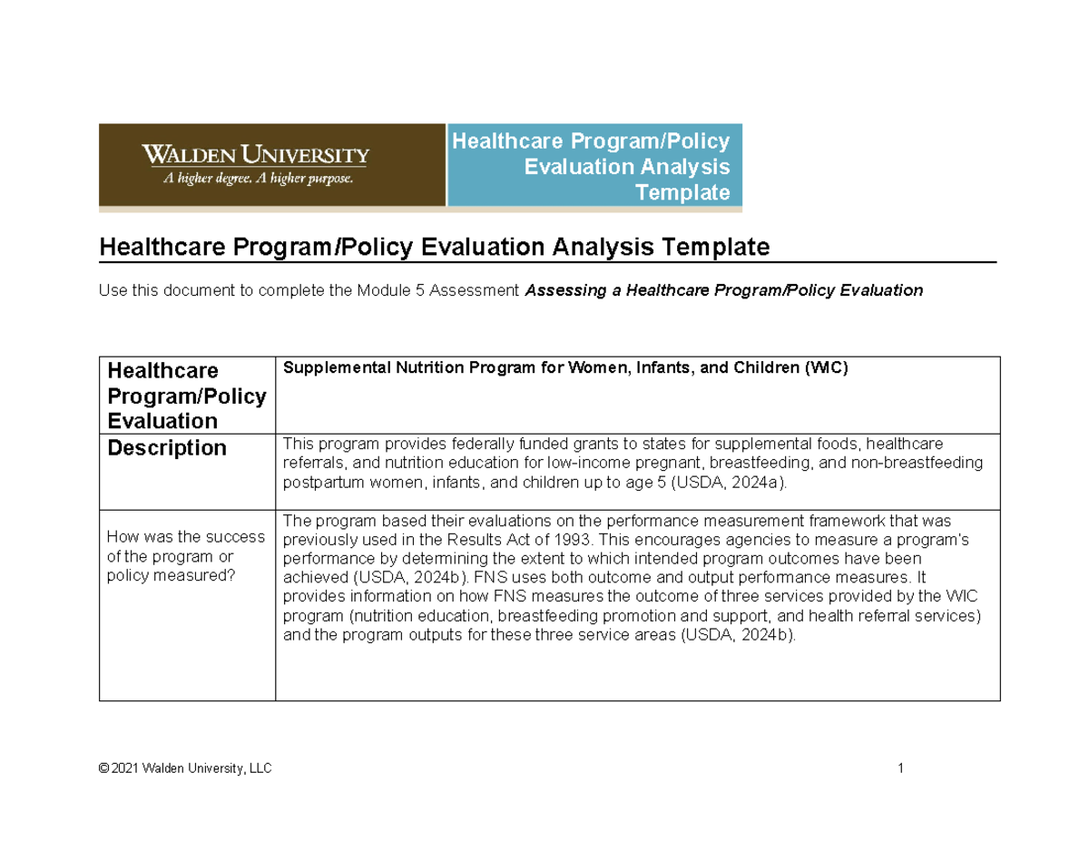 Wk10Assgn Ferguson A - Week 10 Assignment - Healthcare Program/Policy Evaluation Analysis ...