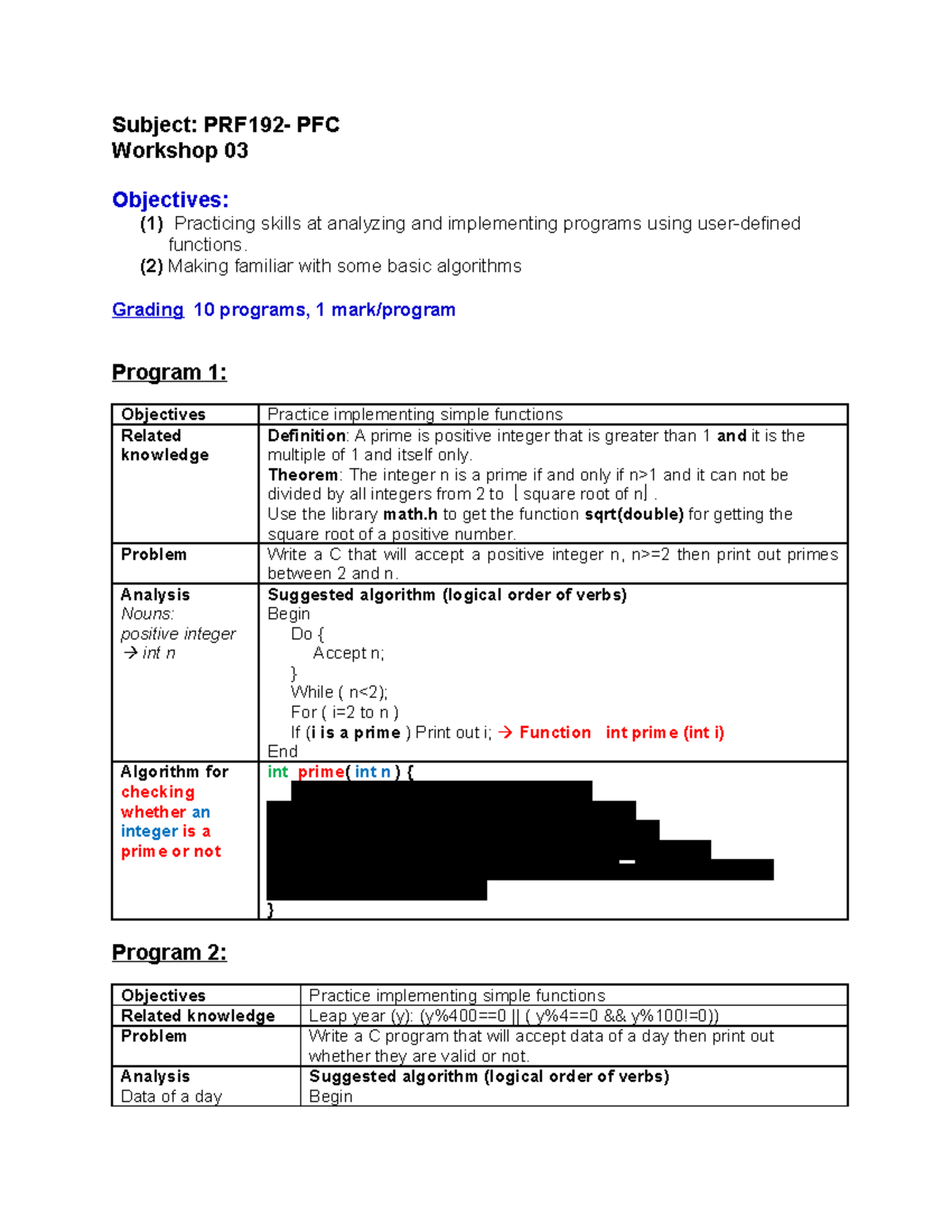 Workshop 03 - áddad - Subject: PRF192- PFC Workshop 03 Objectives: (1) Practicing skills at ...