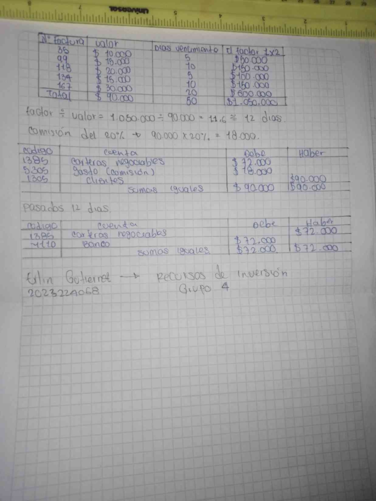 Taller de factoring - Contabilidad General y Financiera - osnn DOS Unt ...