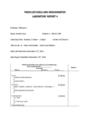 LAB Report 5&6 - PW231103 SOILS AND GROUNDWATER LABORATORY REPORT 5 ...