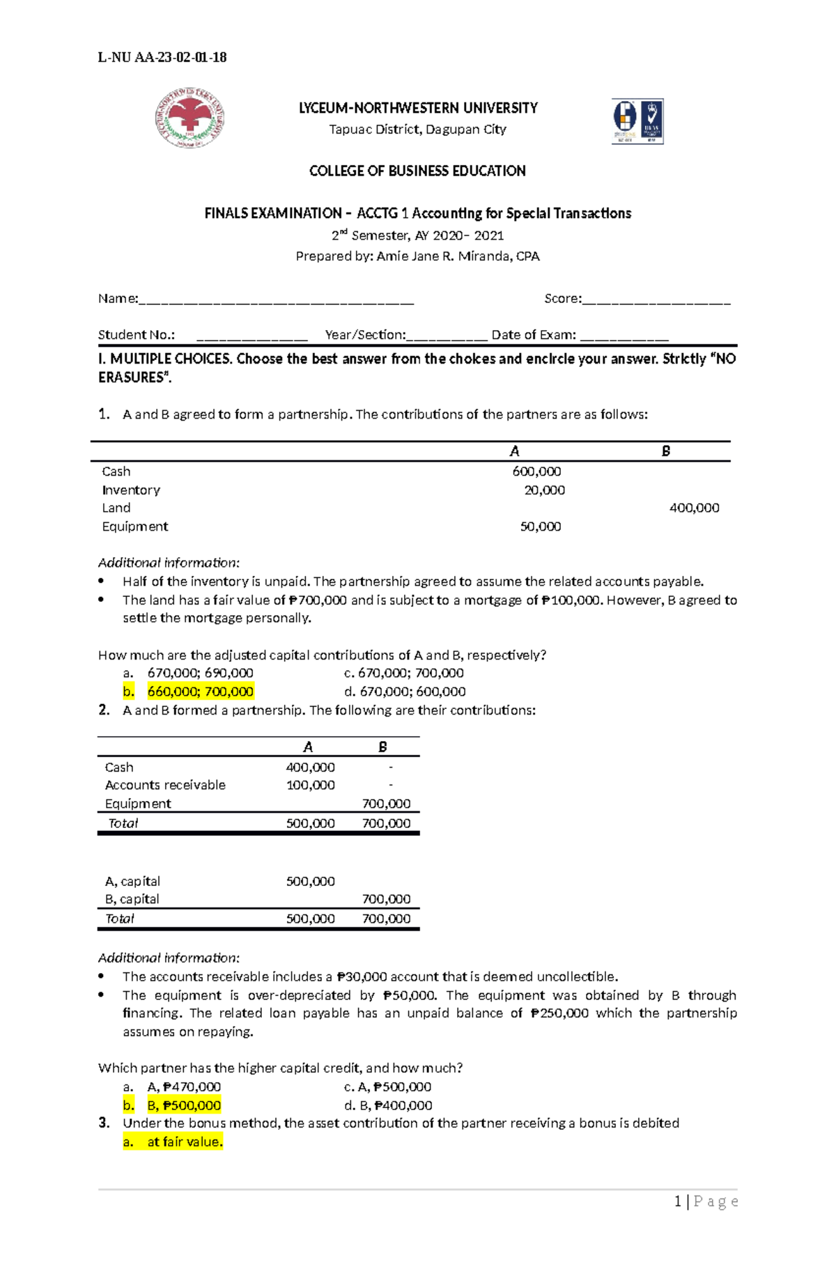 Advac - Read this! - L-NU AA-23-02-01- LYCEUM-NORTHWESTERN UNIVERSITY ...